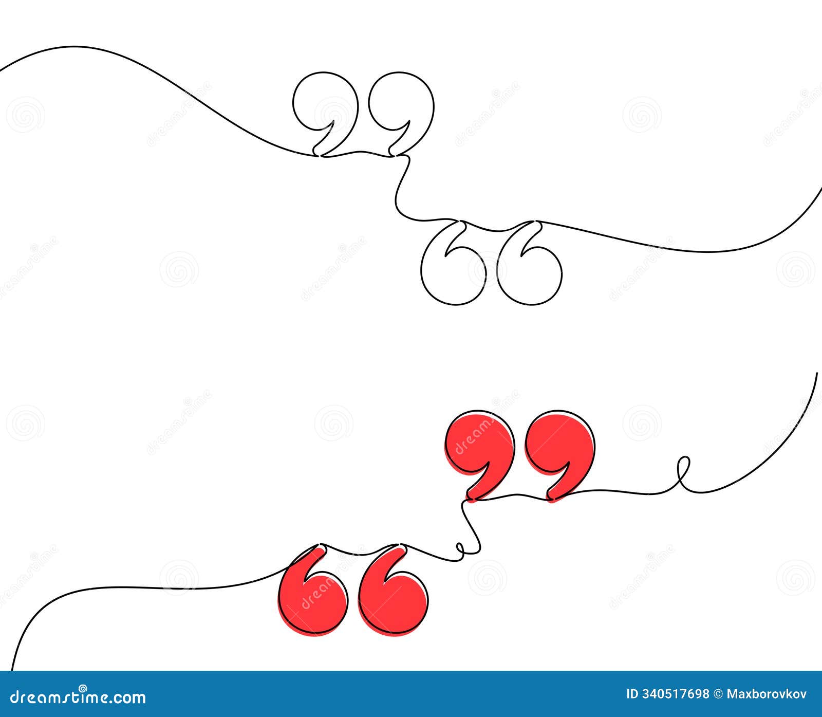 Red Quotation Marks with Abstract Line Art Stock Illustration ...