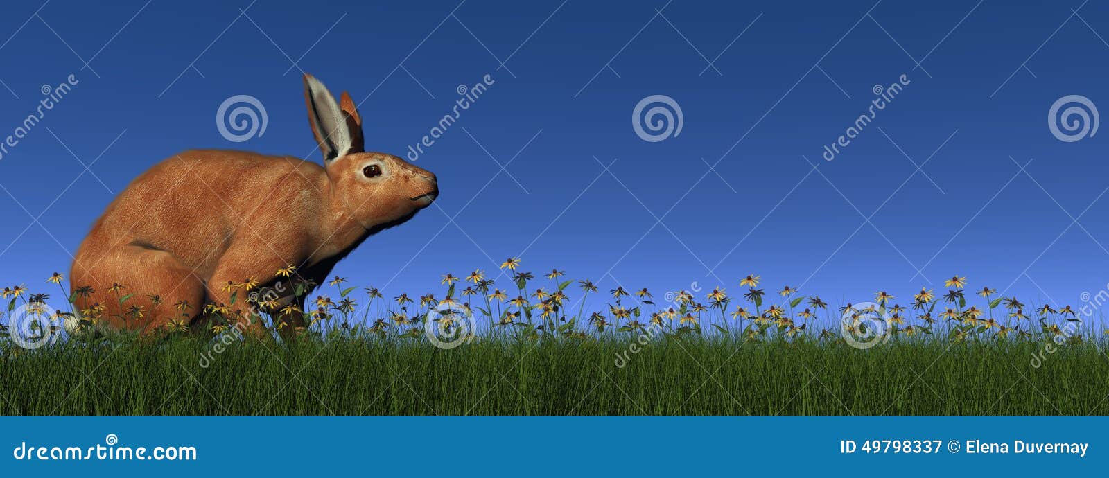 Red rabbit - 3D render stock illustration. Illustration of digital ...
