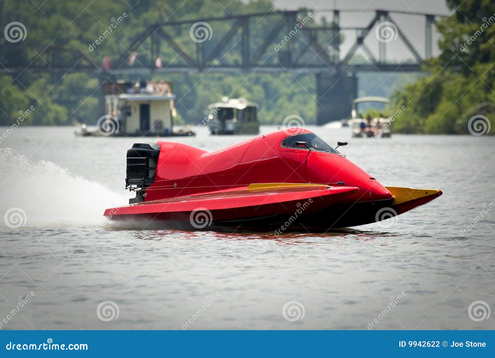 Red race boat stock photo. Image of sport, spray, lake - 9942622