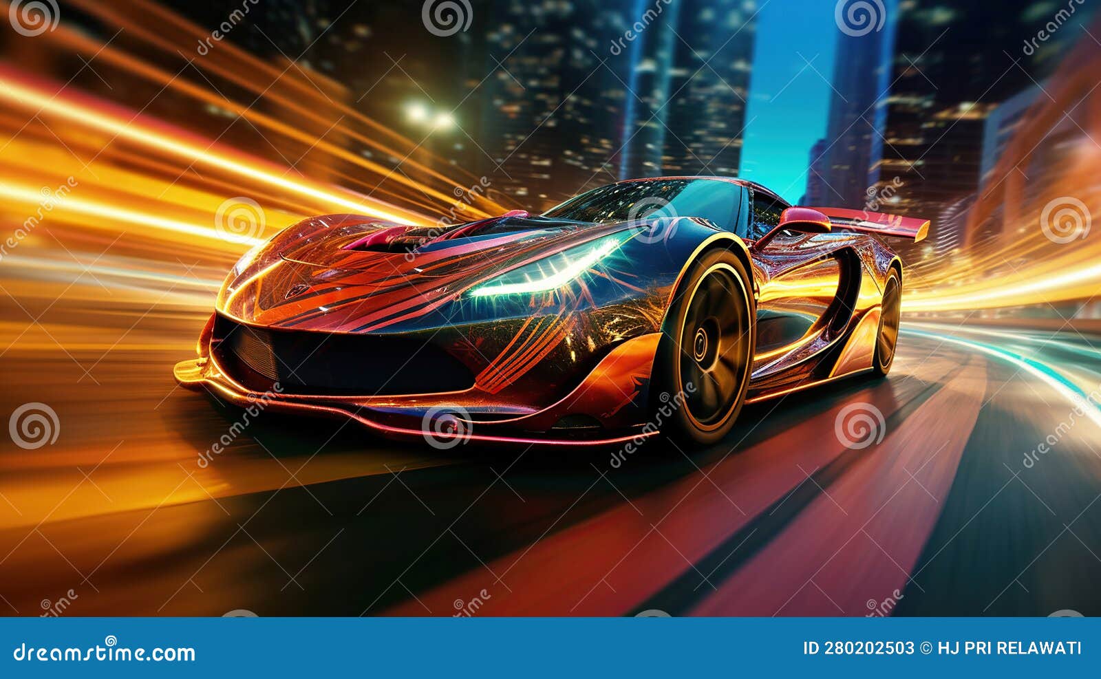 Red Race Car with Light Effect. Generative Ai Stock Illustration ...