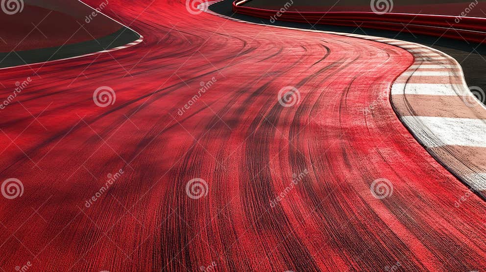 A Red Race Track with a White Line Stock Illustration - Illustration of ...