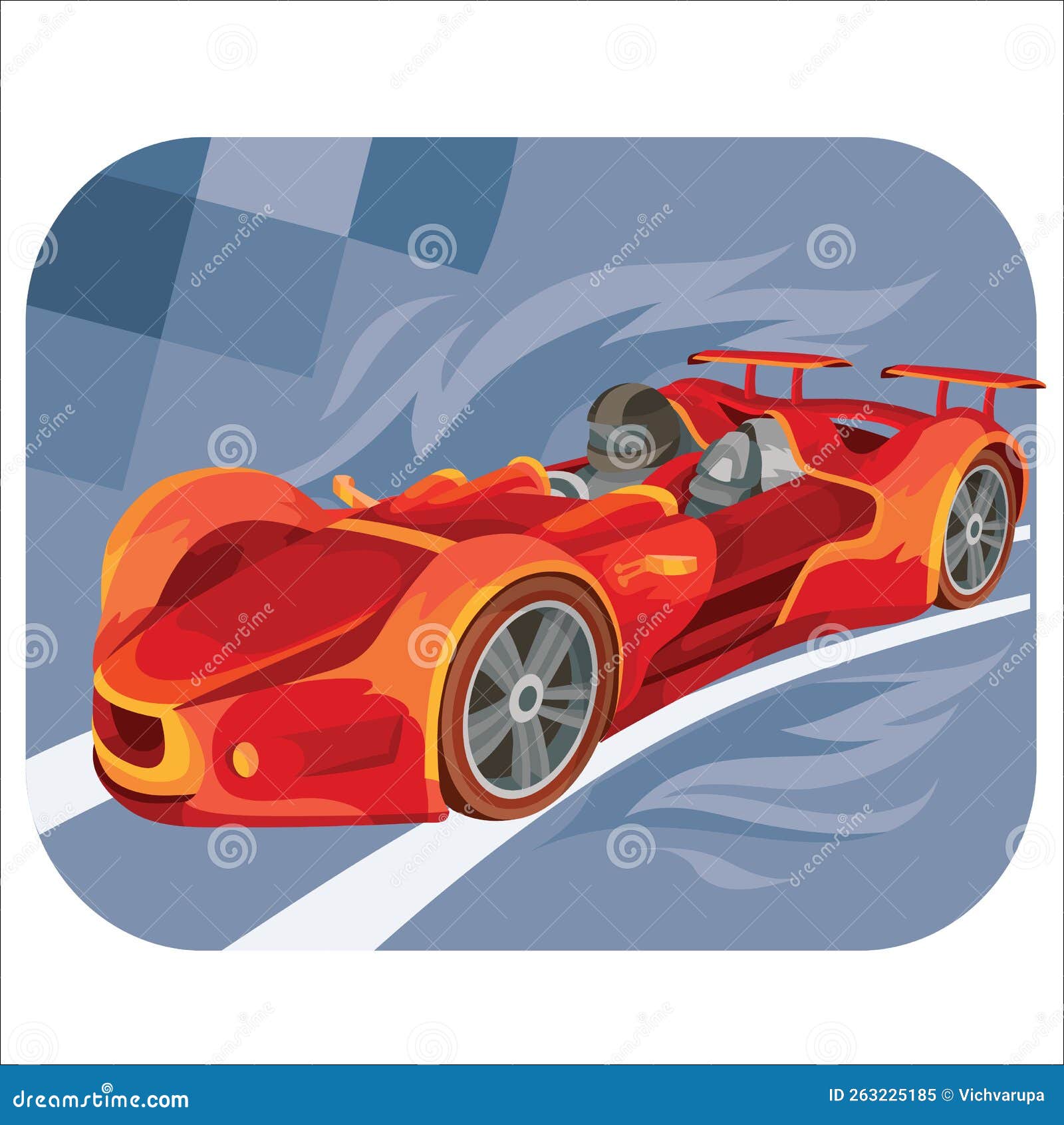 Red Racing Car on a Fast Track, Cartoon Illustration, Vector Stock ...