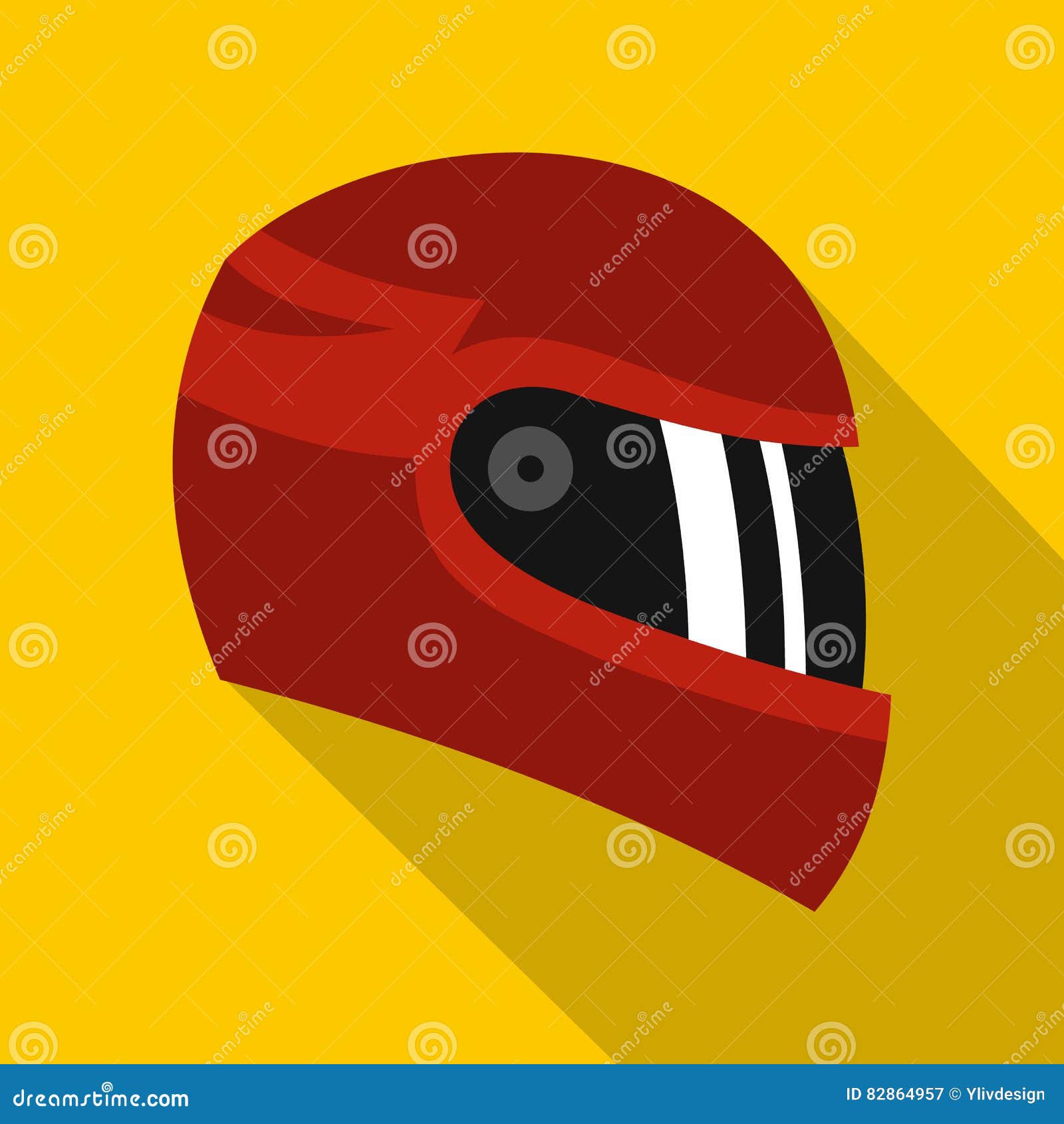 Red Racing Helmet Icon, Flat Style Stock Vector - Illustration of ...