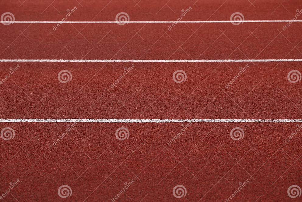 Red Racing Track with Parallel White Lines in Stadium Rubber Background ...