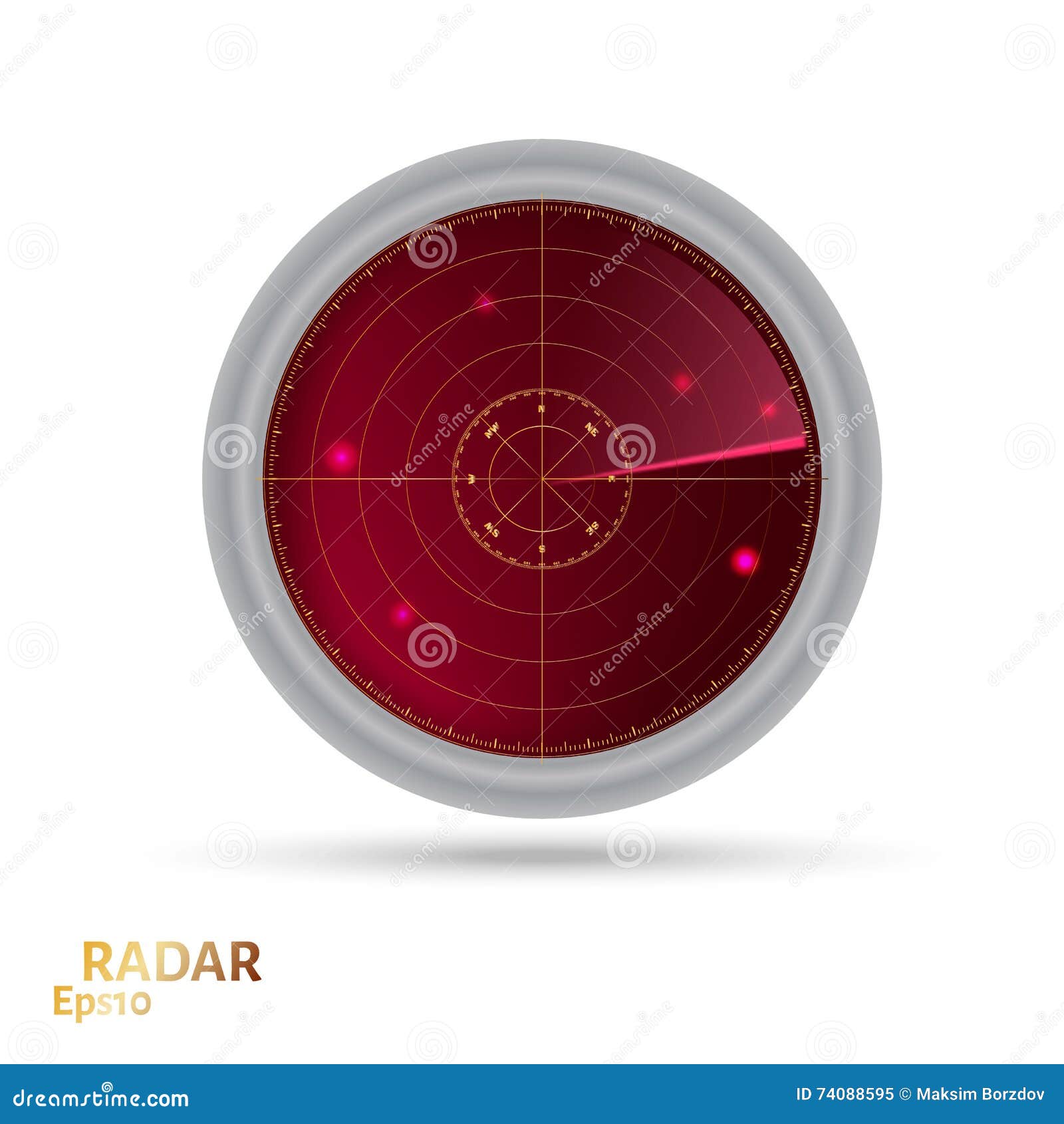 Red radar screen . stock vector. Illustration of communication - 74088595