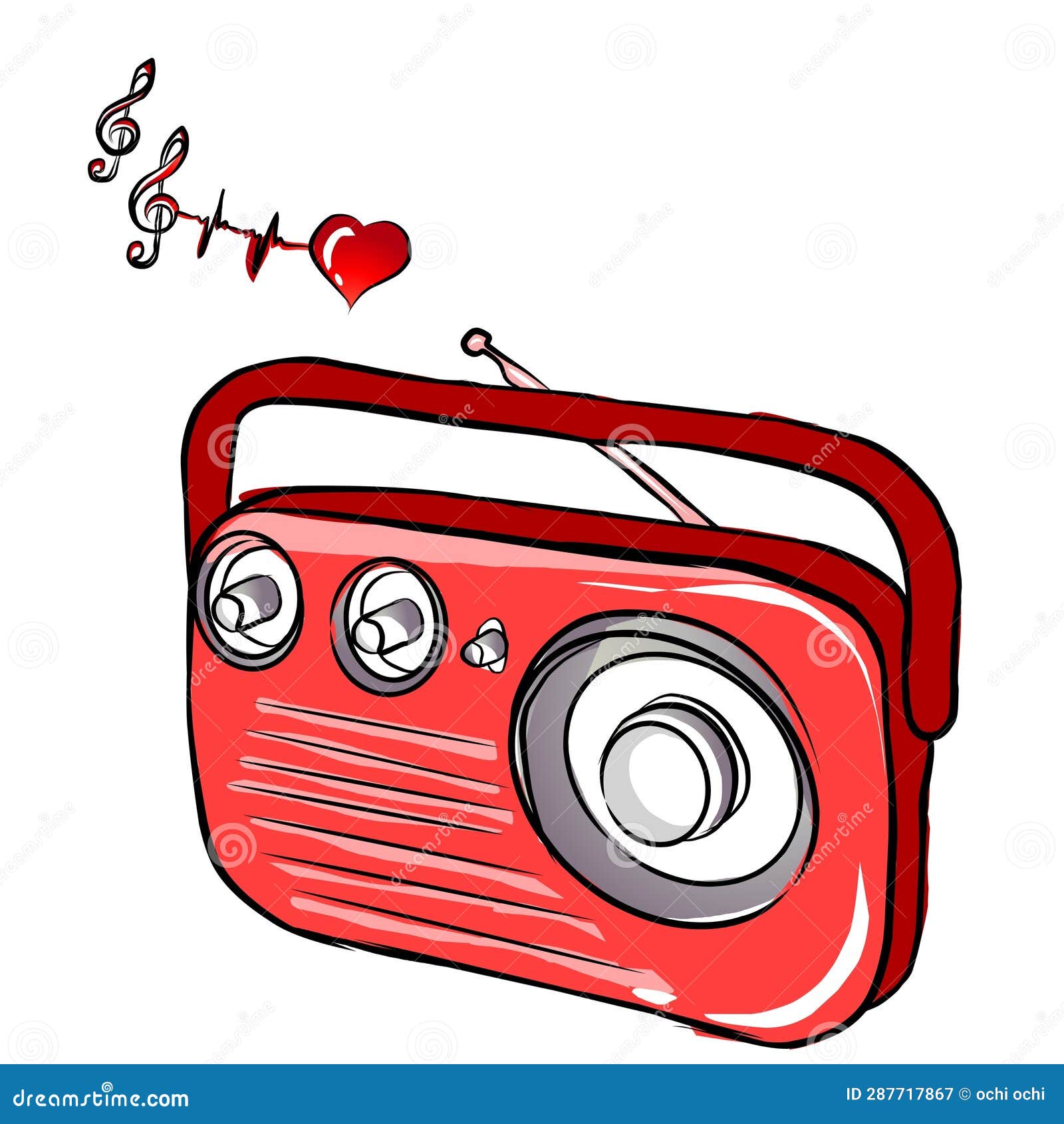 Red radio cartoon image stock illustration. Illustration of wheel ...