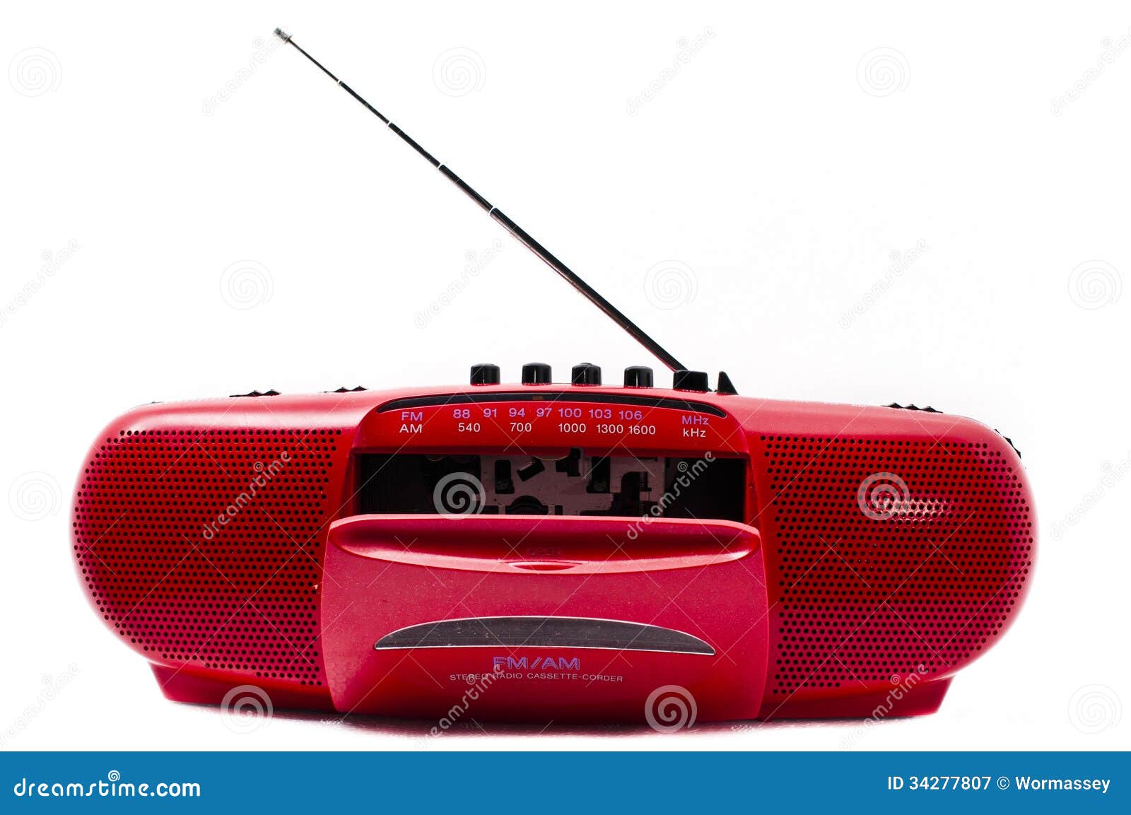 Red Radio Cassette Player stock image. Image of sounds - 34277807