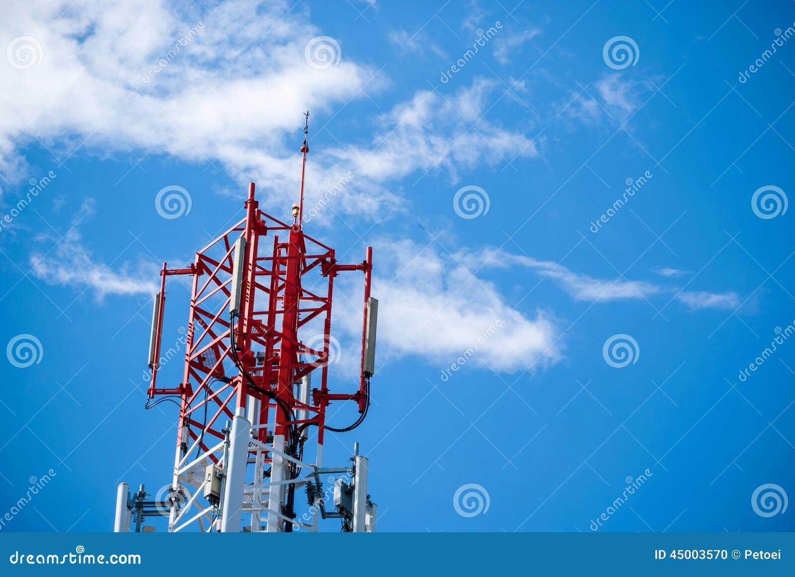 Red radio tower. stock photo. Image of transmission, receiver - 45003570
