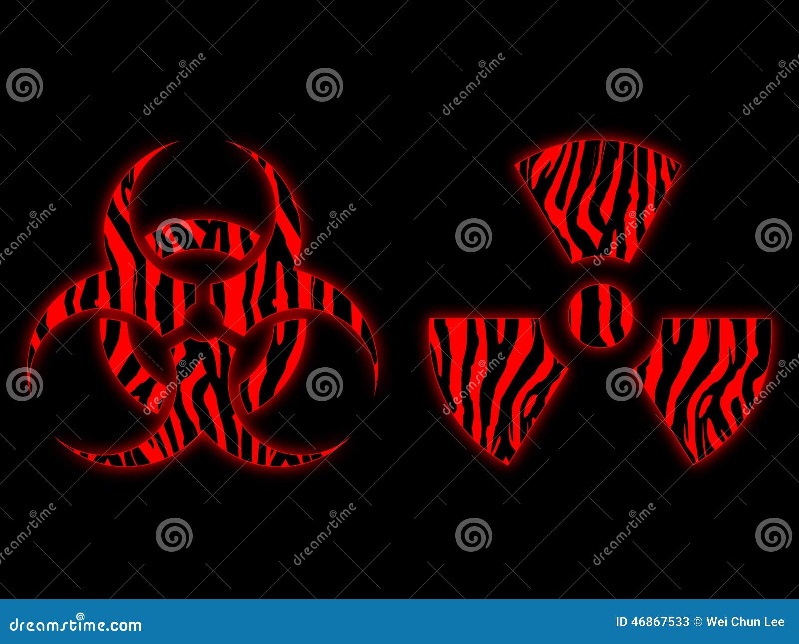 Red Radioactive and Biohazard Symbol Stock Illustration - Illustration ...