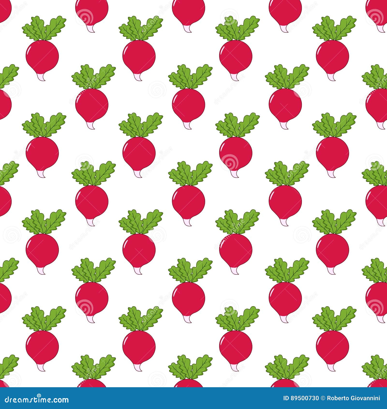 Red Radish Seamless Pattern on White Stock Vector - Illustration of ...