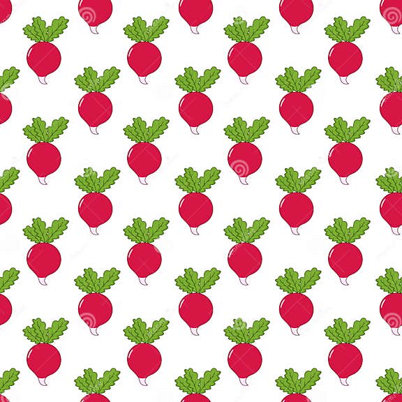 Red Radish Seamless Pattern on White Stock Vector - Illustration of ...