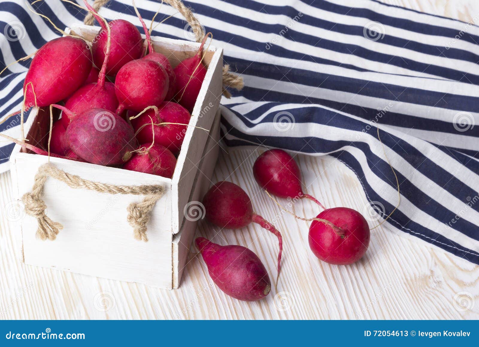 Red Radishes in a Wooden Box. Stock Image - Image of horticulture ...