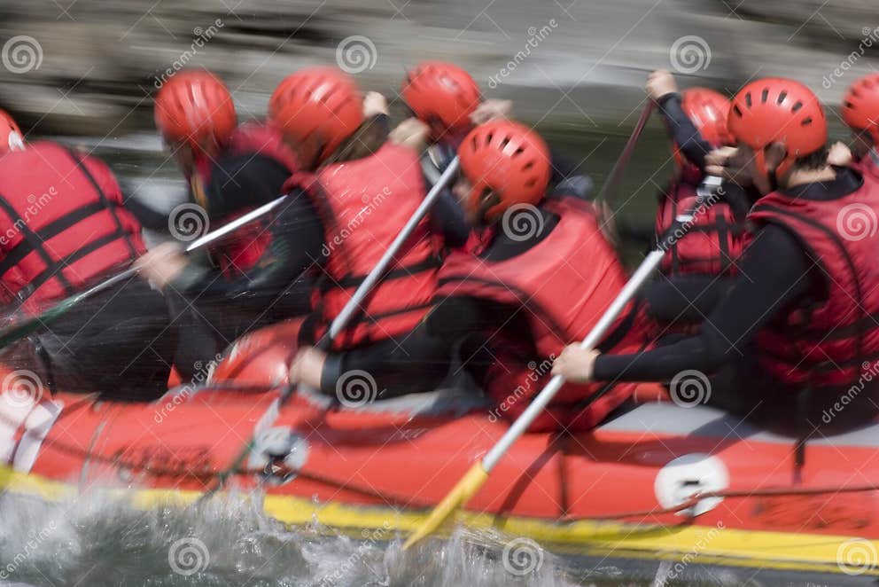 Red Rafting Team on Whitewater Stock Image - Image of dangerous, flow ...