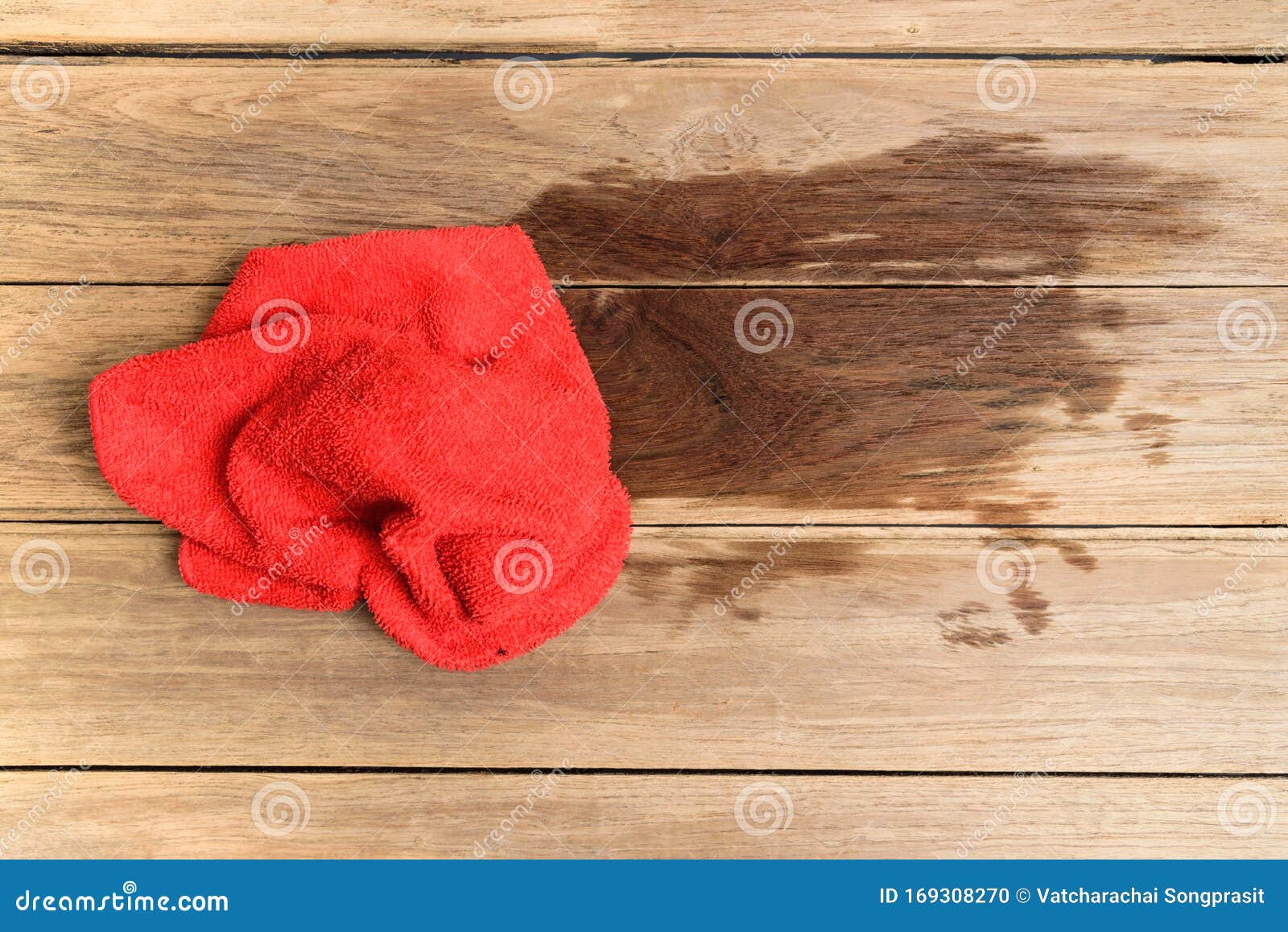 Red Rags on the Wooden Floor Stock Photo - Image of cotton, scrub ...