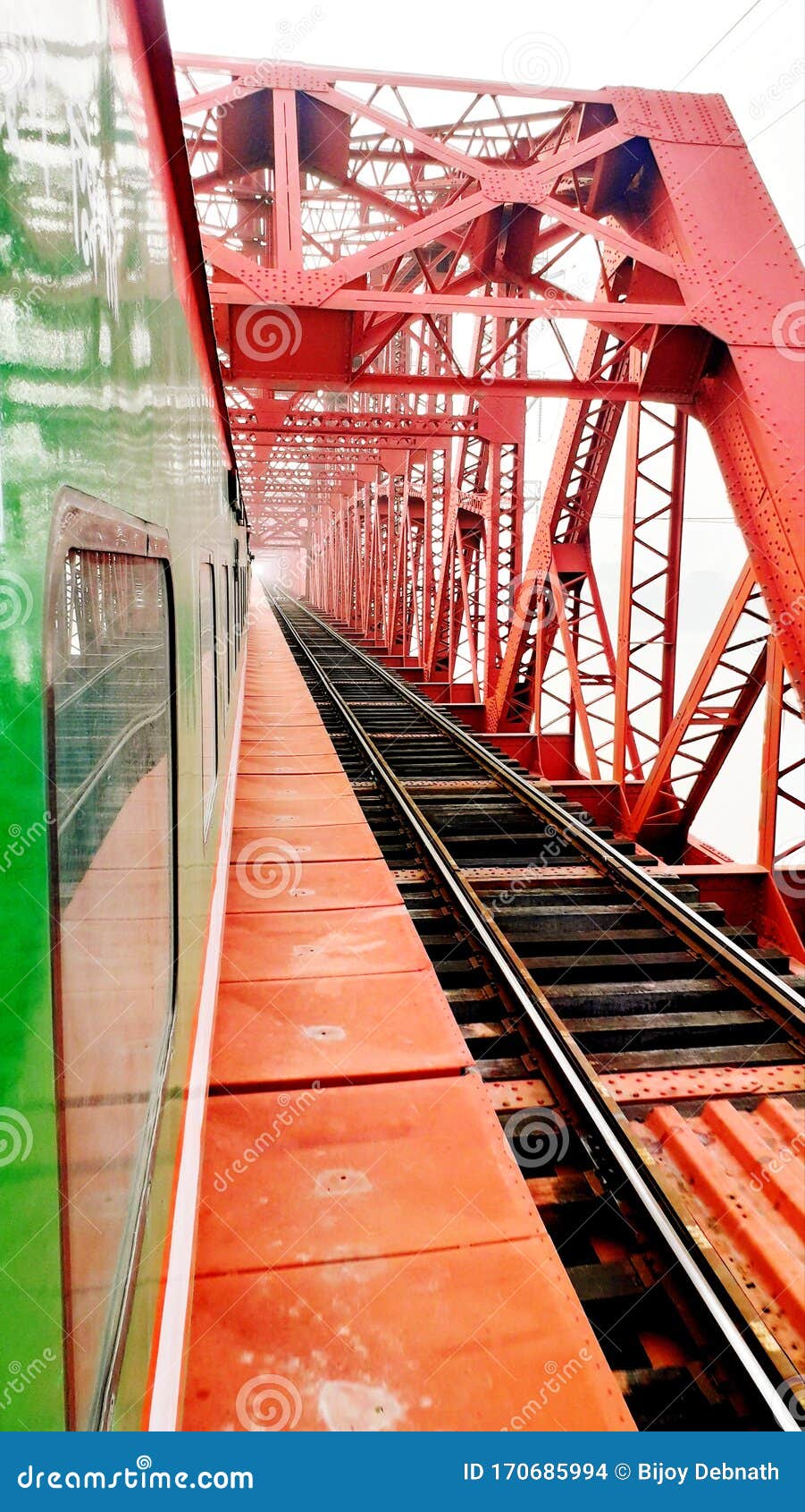 Red Rail Bridge with Train in Bangladesh Stock Photo - Image of train ...