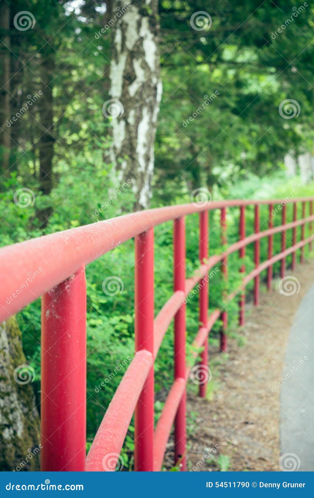 Red railings in the park stock photo. Image of rural - 54511790