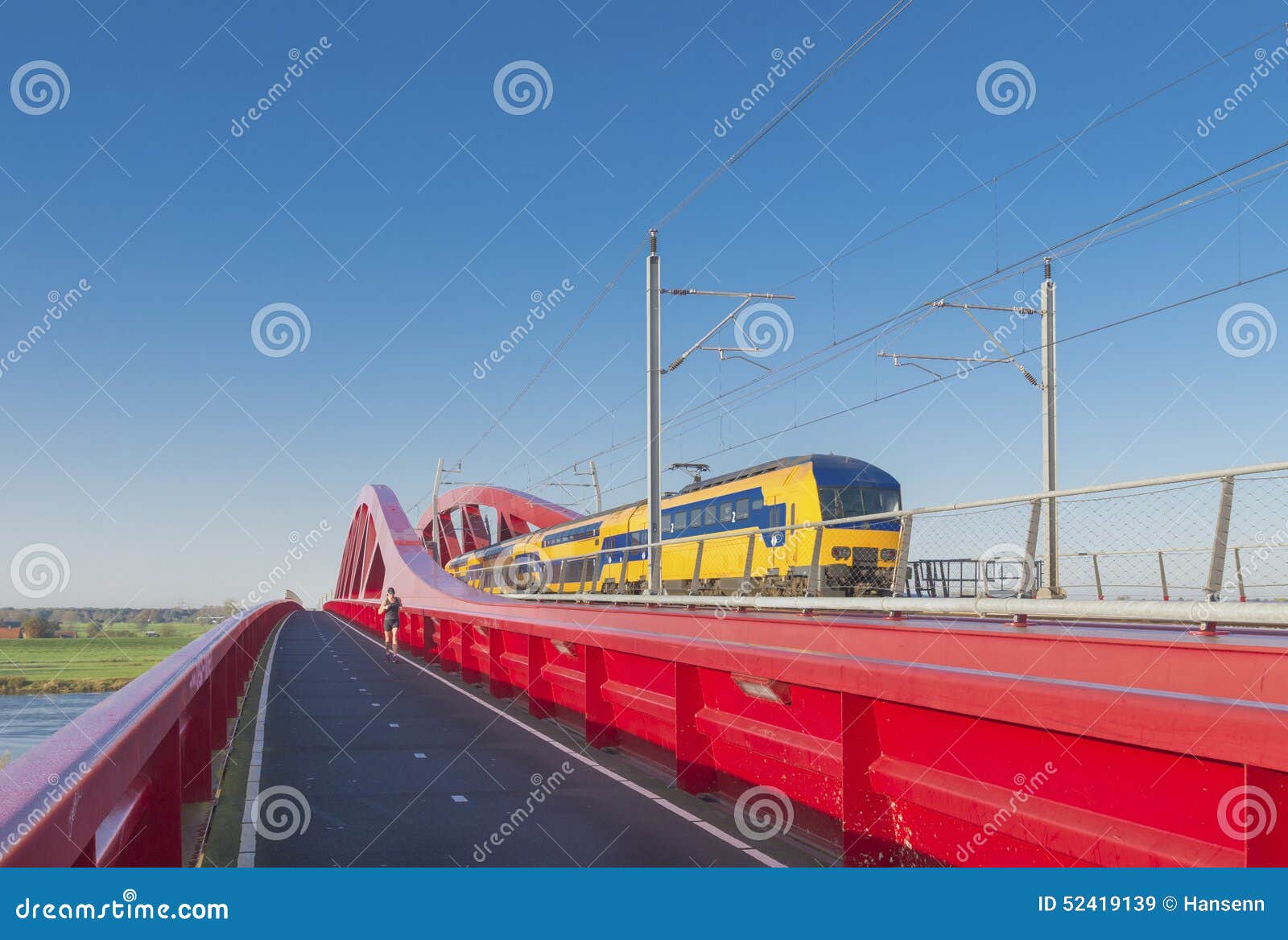 Red railroad bridge editorial stock image. Image of bridge - 52419139