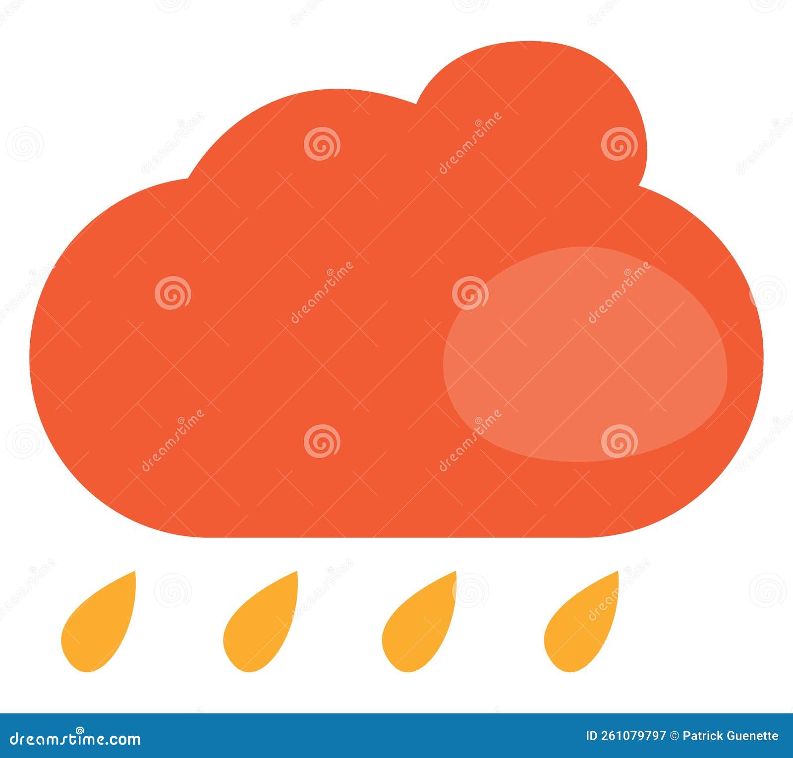 Red rain cloud, icon stock vector. Illustration of blue - 261079797