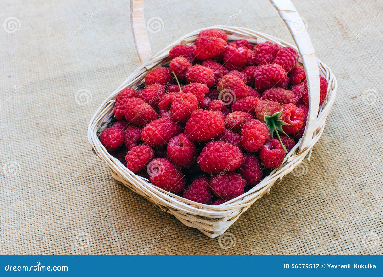 Red Raspberries in a Wooden Basket Stock Photo - Image of food ...