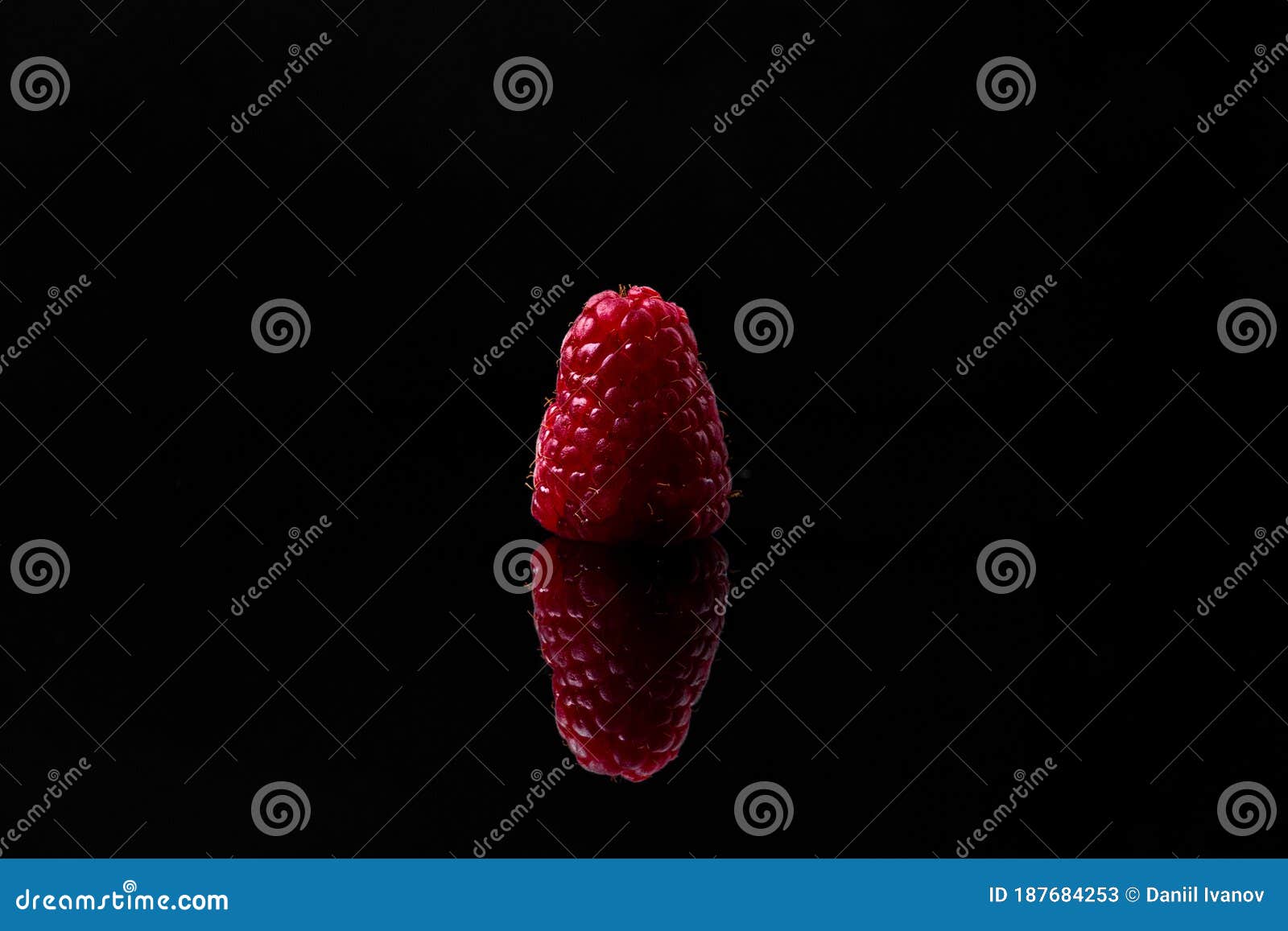 Red Raspberry on Black Background Stock Image - Image of juicy ...