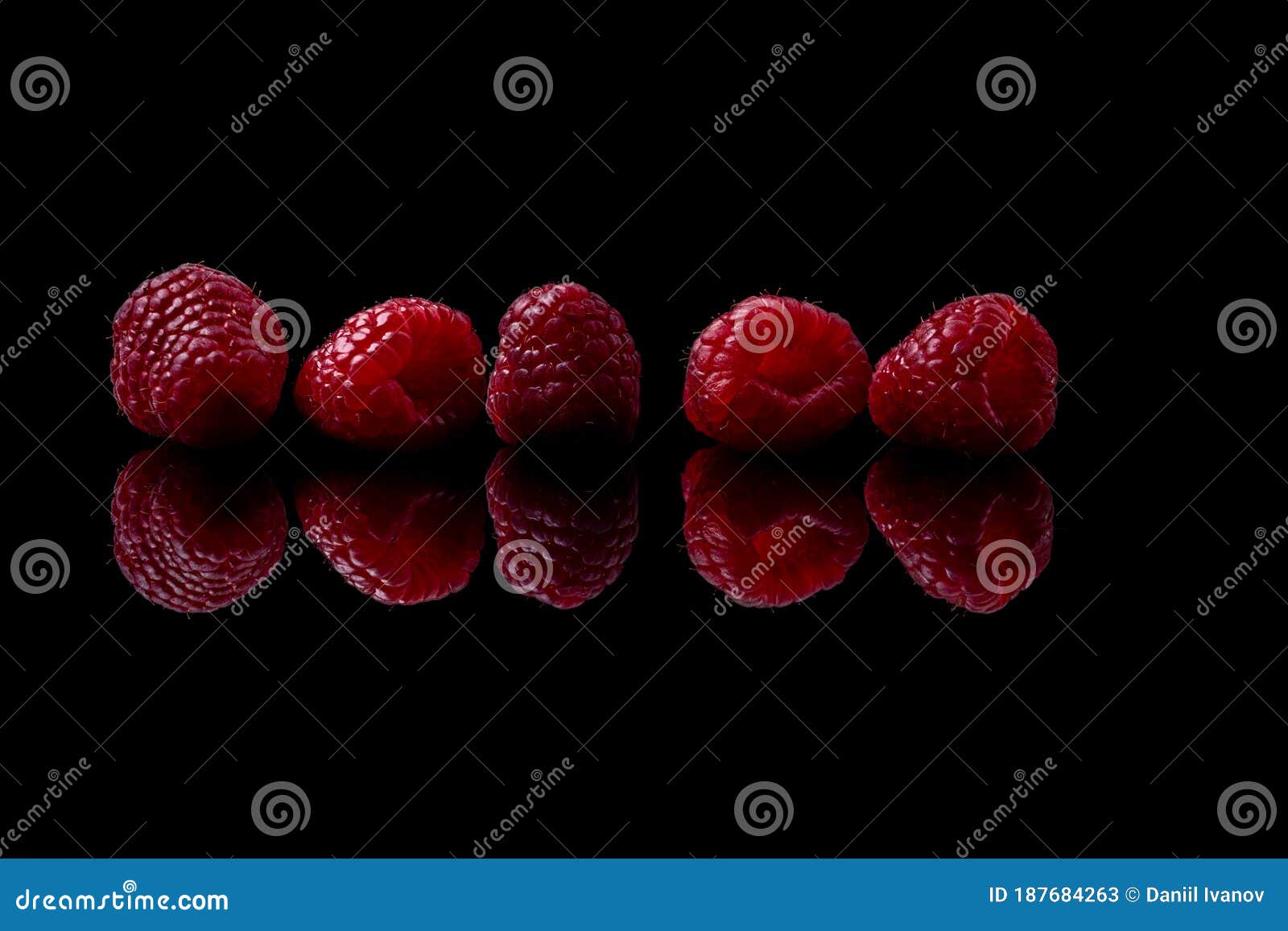 Red Raspberry on Black Background Stock Image - Image of healthy, color ...