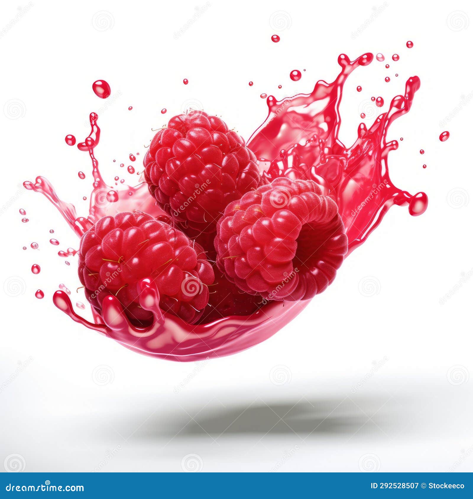 High-quality Surrealistic Raspberry Rendering with White Background ...