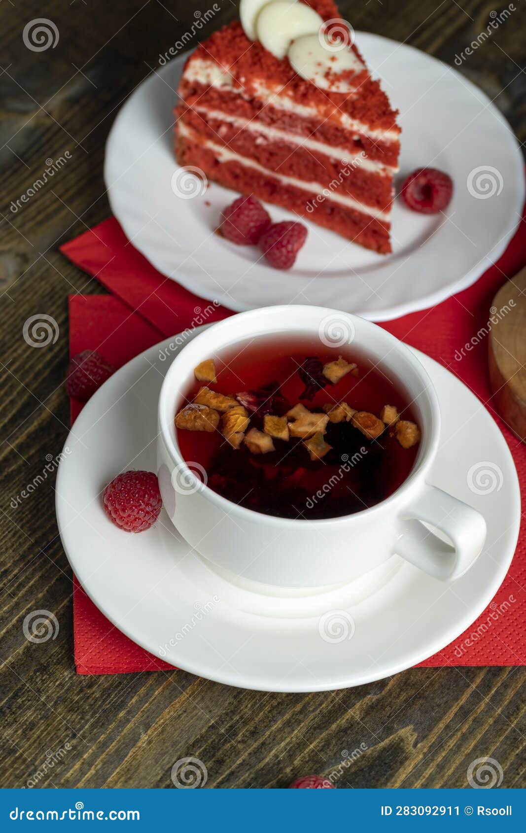 Red Raspberry Tea with Pieces of Fruit and Berries Stock Image - Image ...