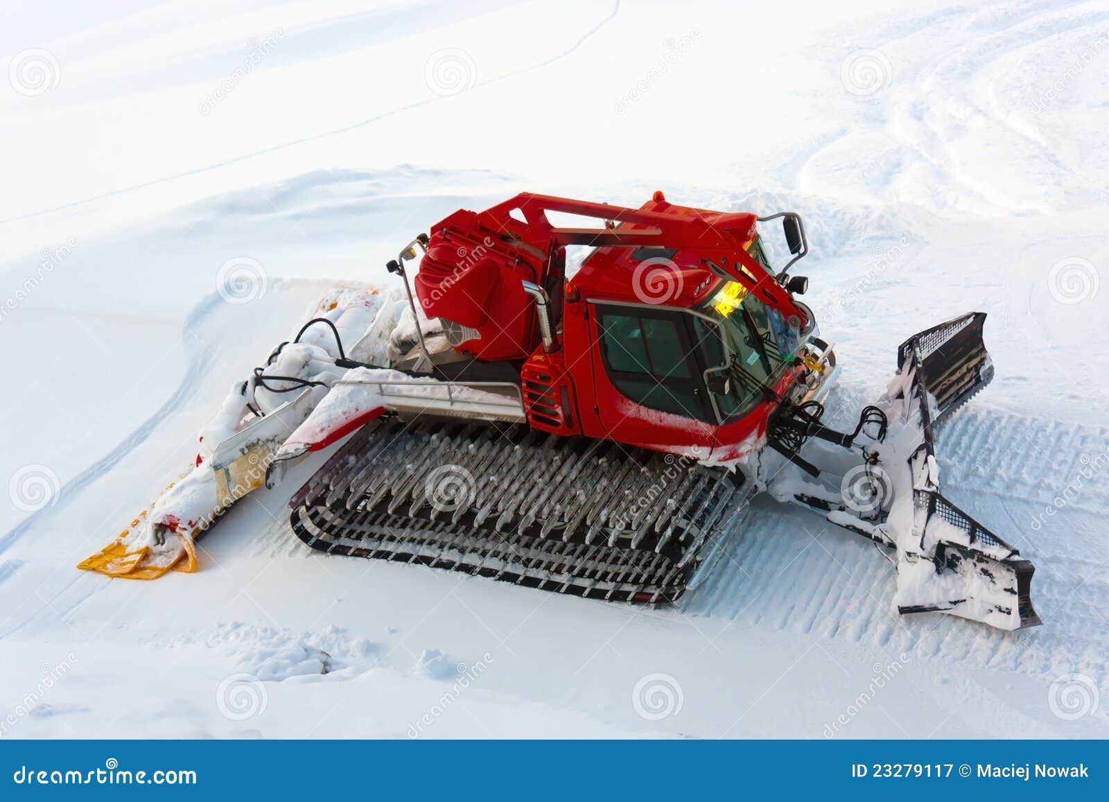 Red ratrak snowmobile stock image. Image of slope, winter - 23279117
