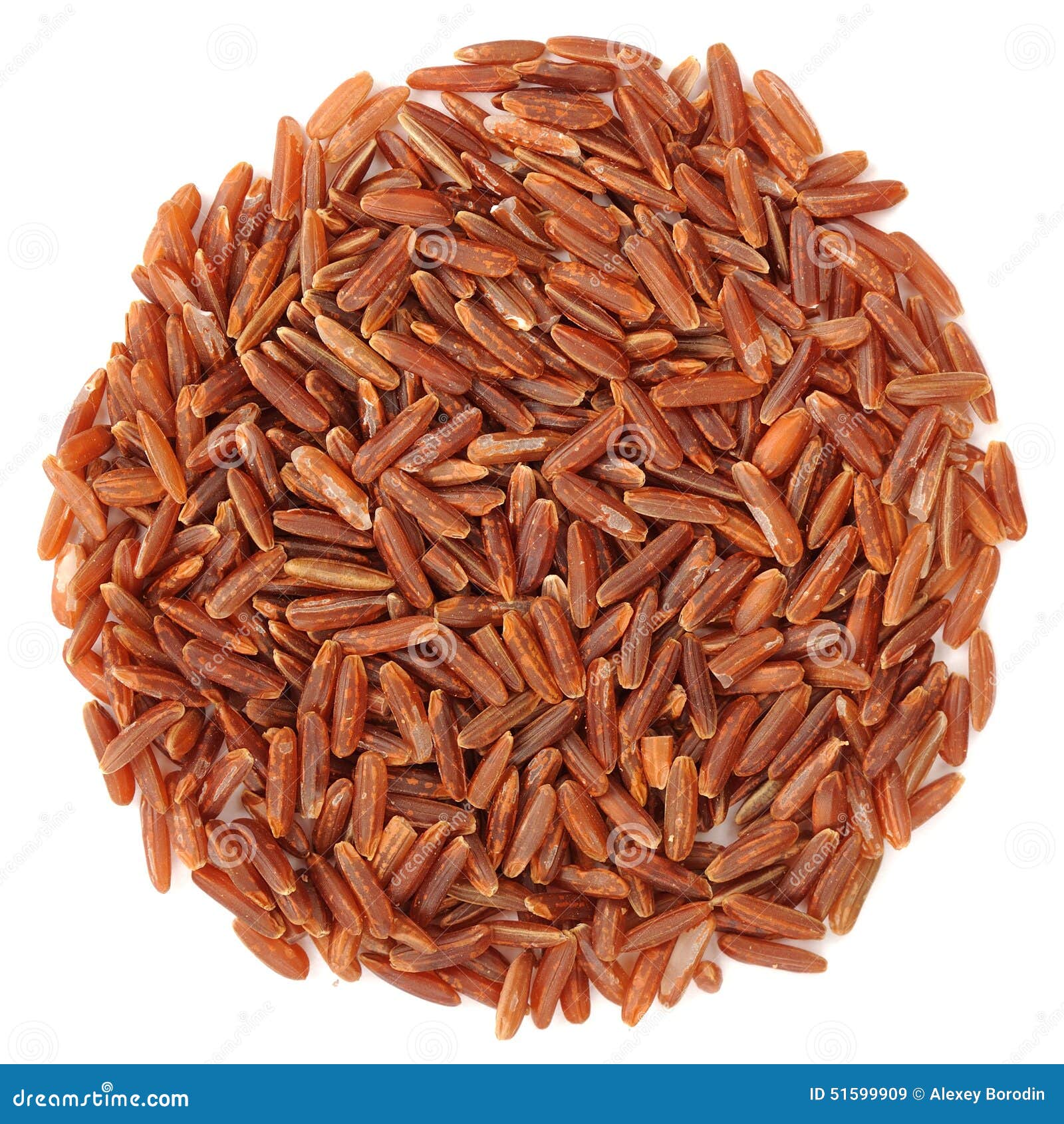 Red Raw Rice in Round Shape, Isolated Stock Image - Image of cereal ...