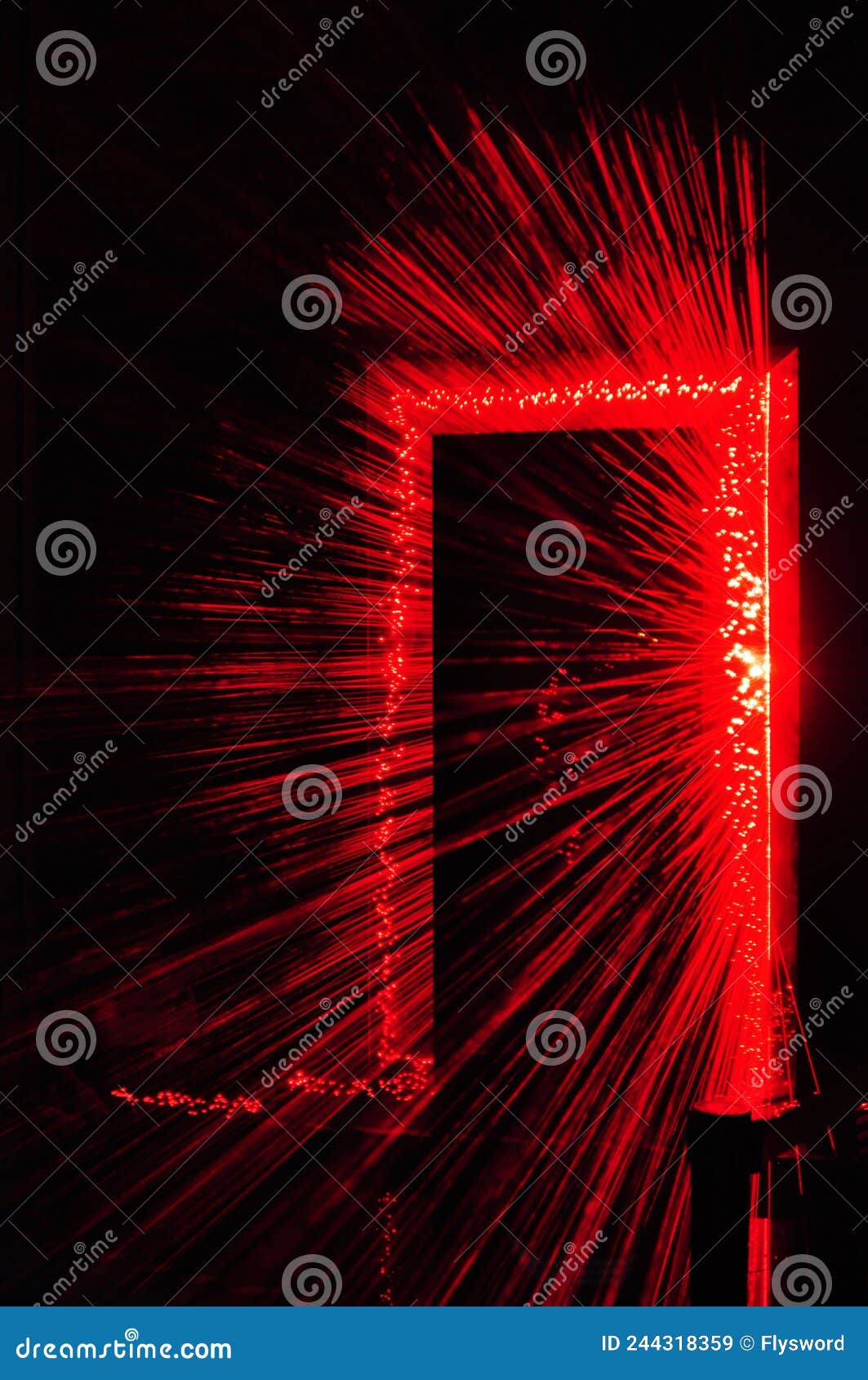 Red Rays Coming from a Door Editorial Stock Image - Image of dark, door ...