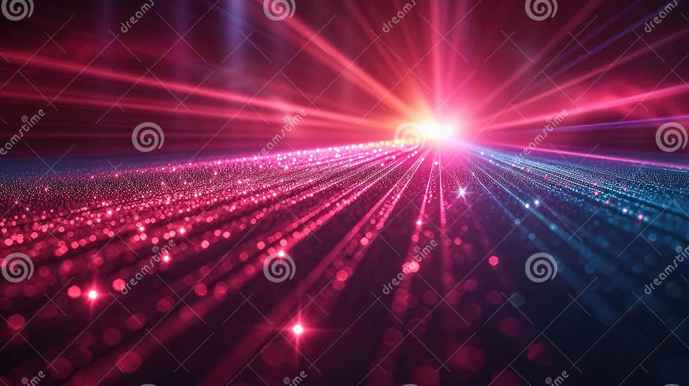 Red Rays of Light on Dark Background, Abstract Cyber Space with Pattern ...