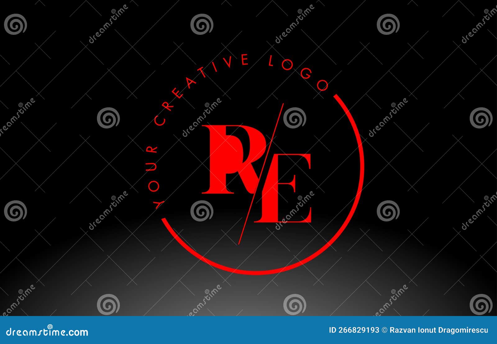 Red RE Serif Letter Logo Design with Creative Intersected Cut Stock ...