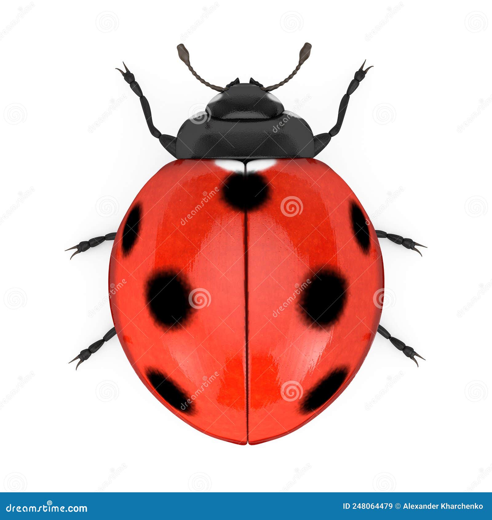 Red Realistic Beautiful Ladybird. 3d Rendering Stock Illustration ...