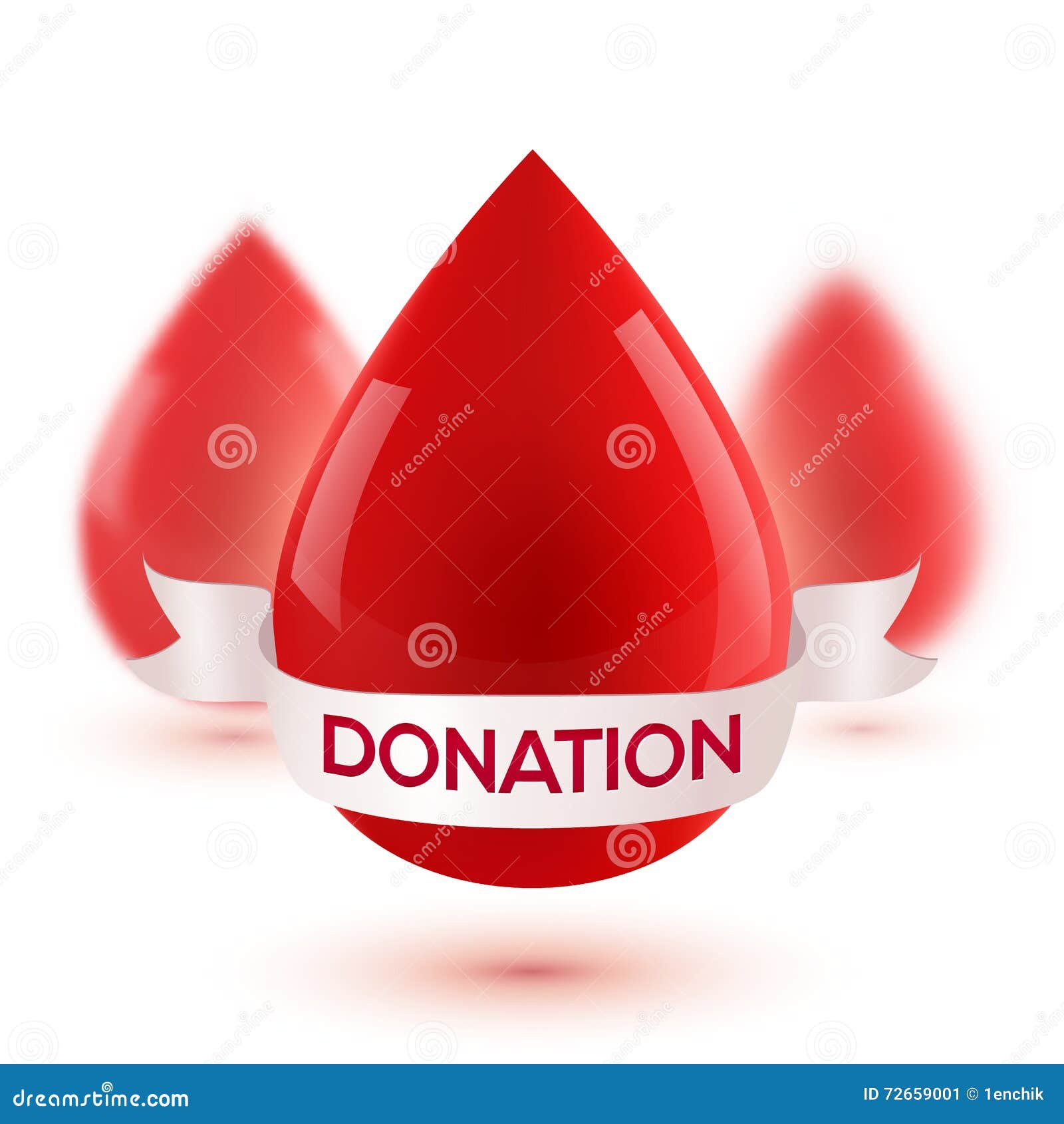 Red Realistic Blood Drops with White Ribbon and Donation Sign Stock ...