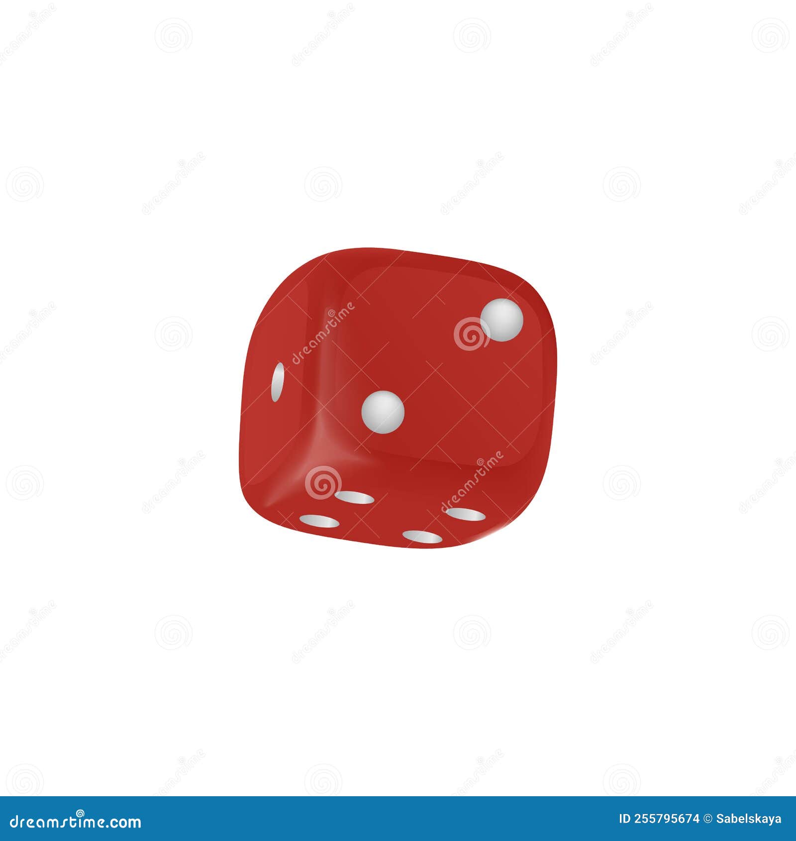 Red Realistic Dice with Random Numbers of Round Dots, Isometric View ...