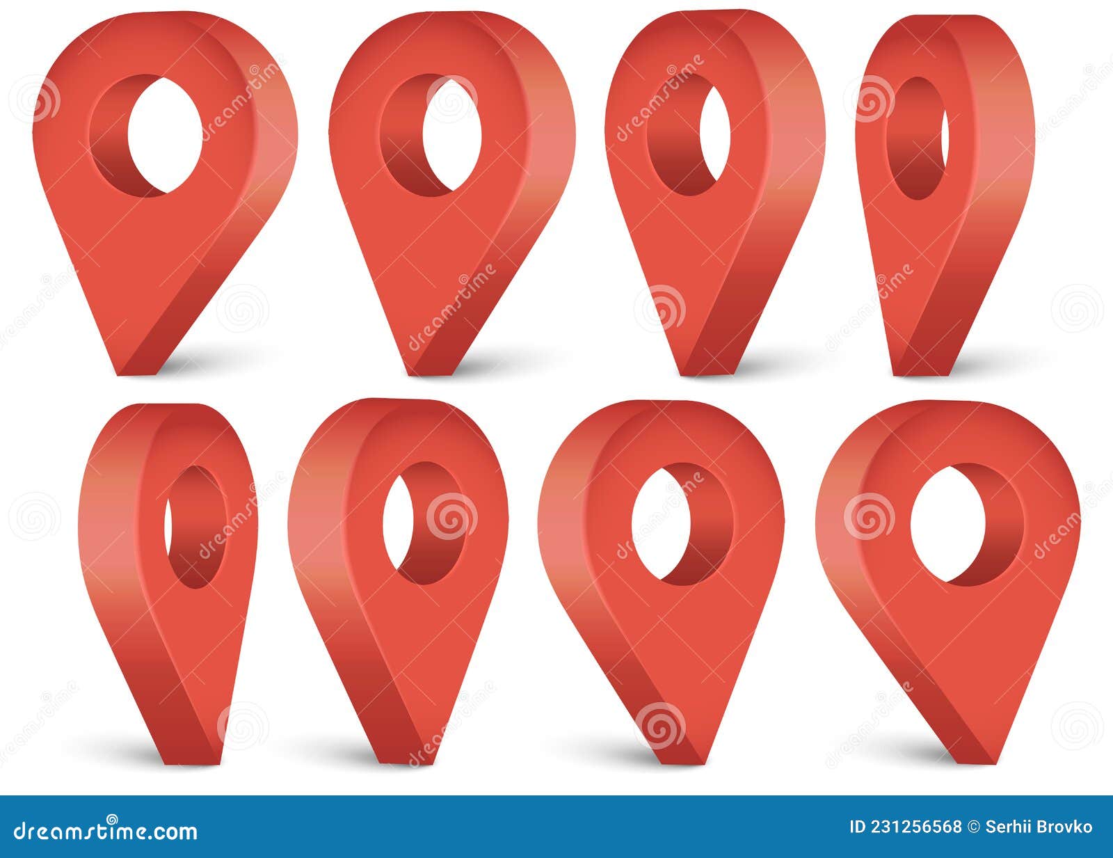 Red Realistic Map Pointer. Location Symbols Vector Set Isolated on ...