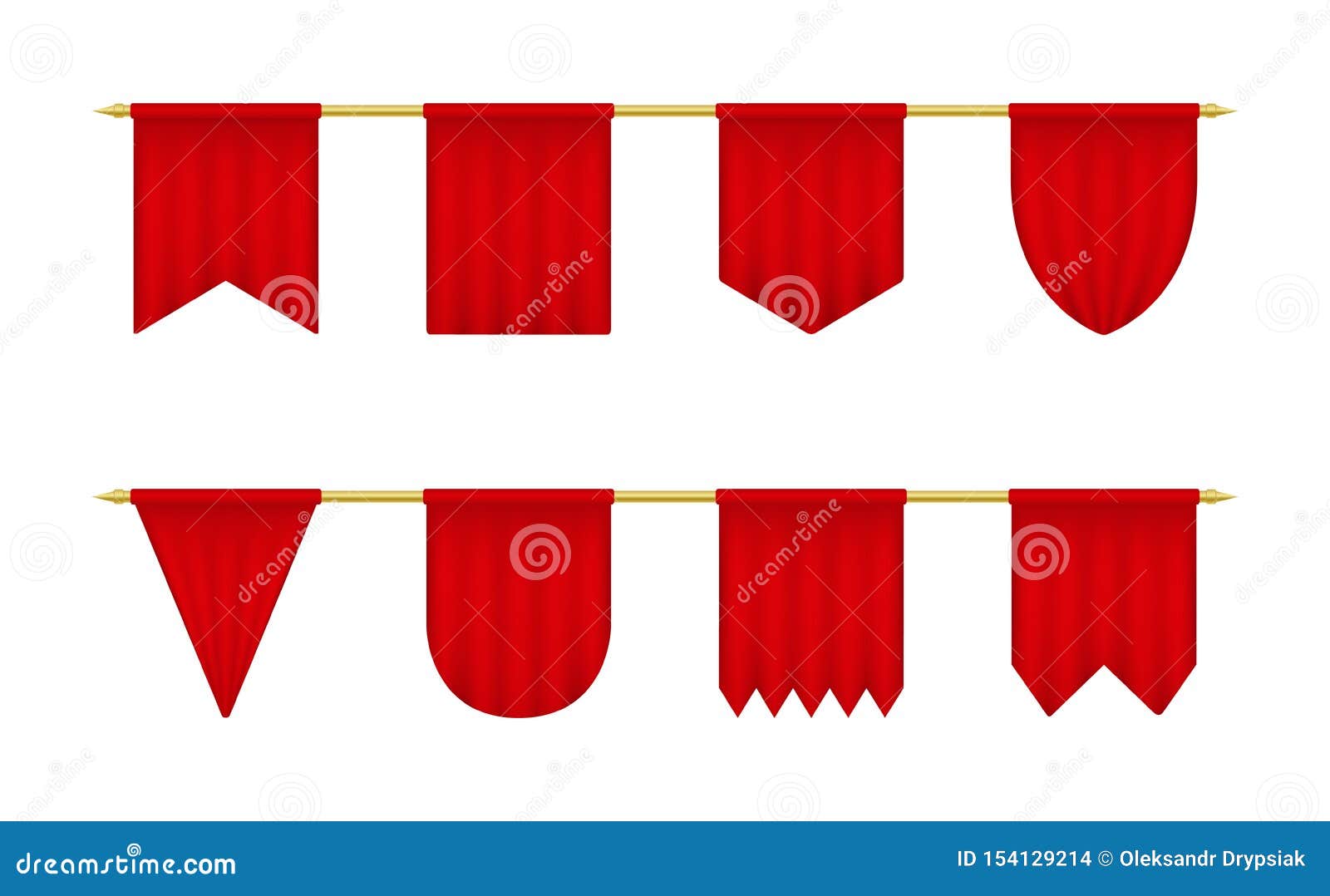 Red Realistic Pennant Set. Empty Triangle Banners Template Stock Vector ...