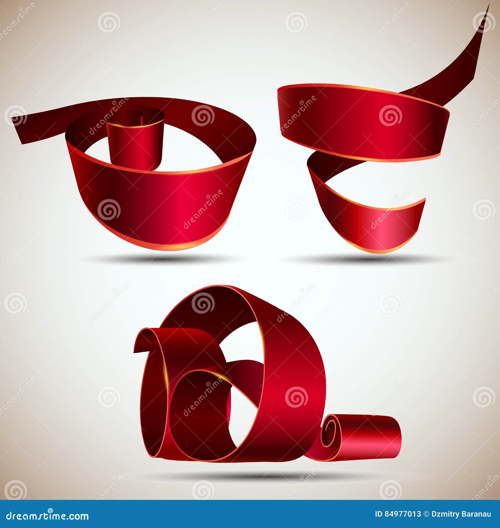 Red Realistic Ribbon Set on White Background Vector Illustration Stock ...