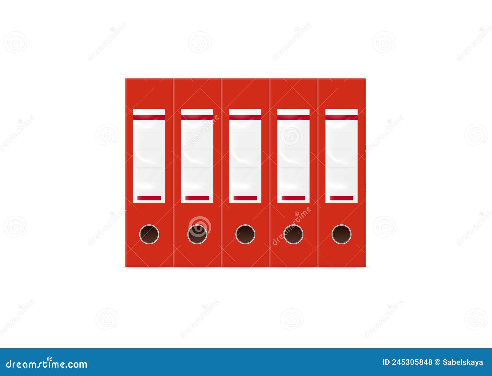 Red Realistic Ring Binders for Documents Stand in Row Stock Vector ...