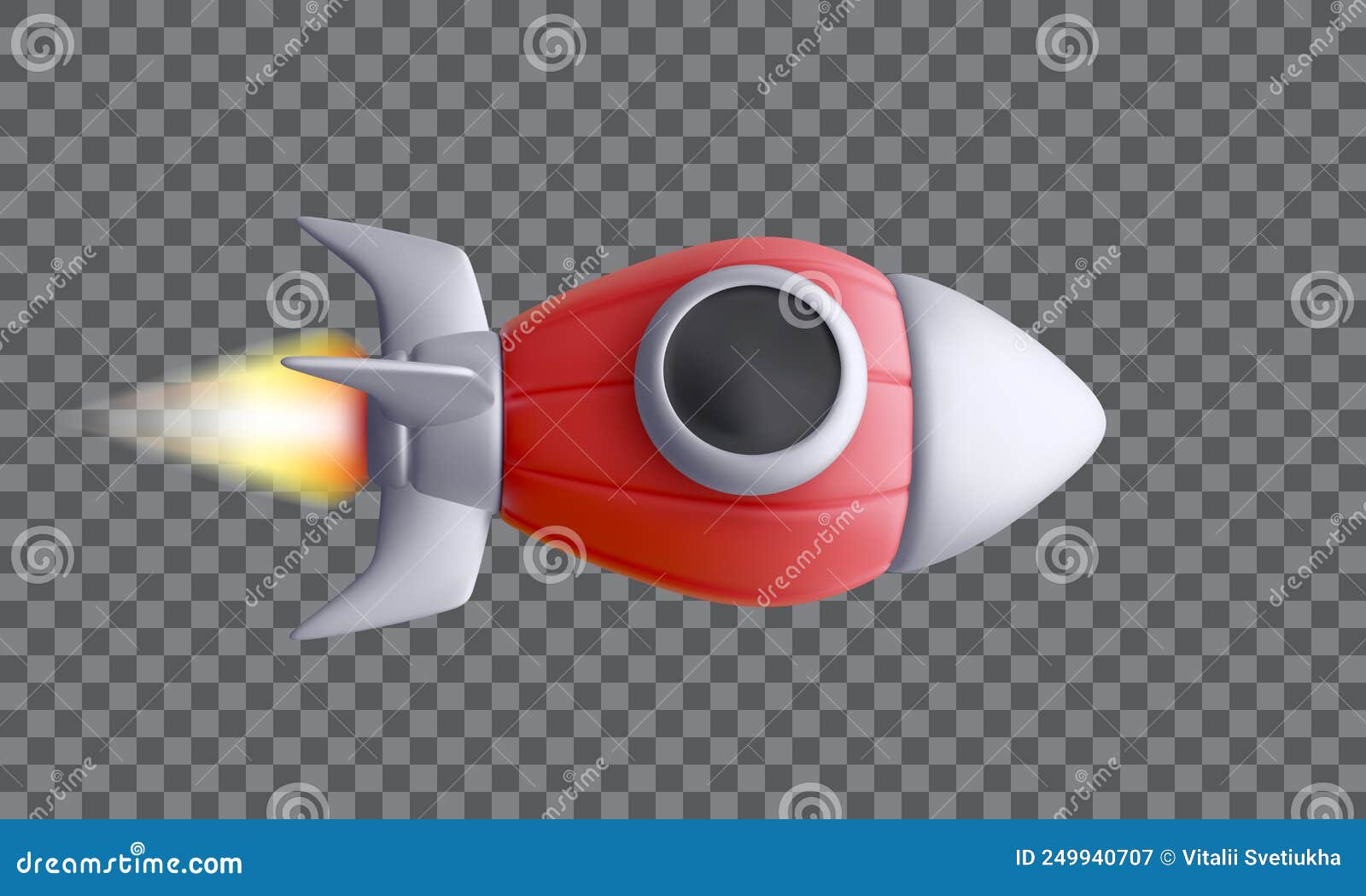 Red Realistic Rocket Isolated on Transparent Background. Vector ...