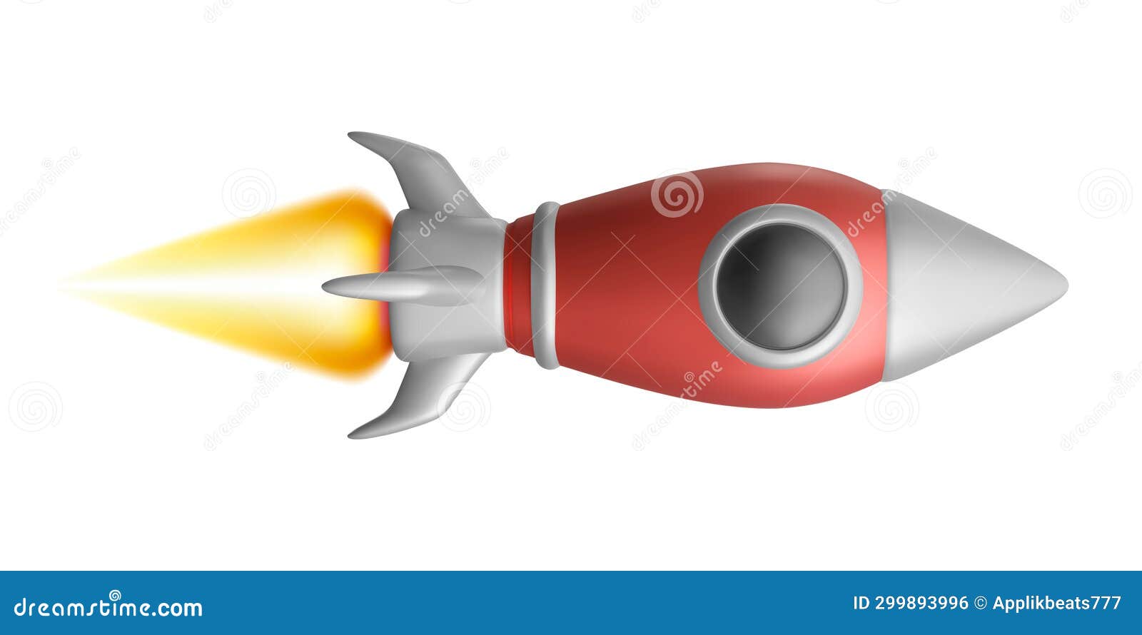Red Realistic Rocket Isolated on White Background. Vector Illustration ...