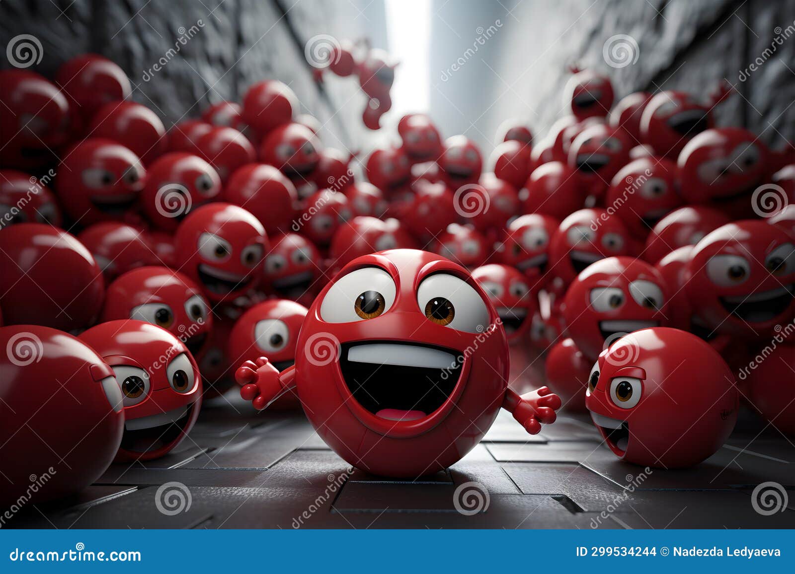 Red Realistic Smiley Face. Lots of Emojis. Illustration. Stock ...