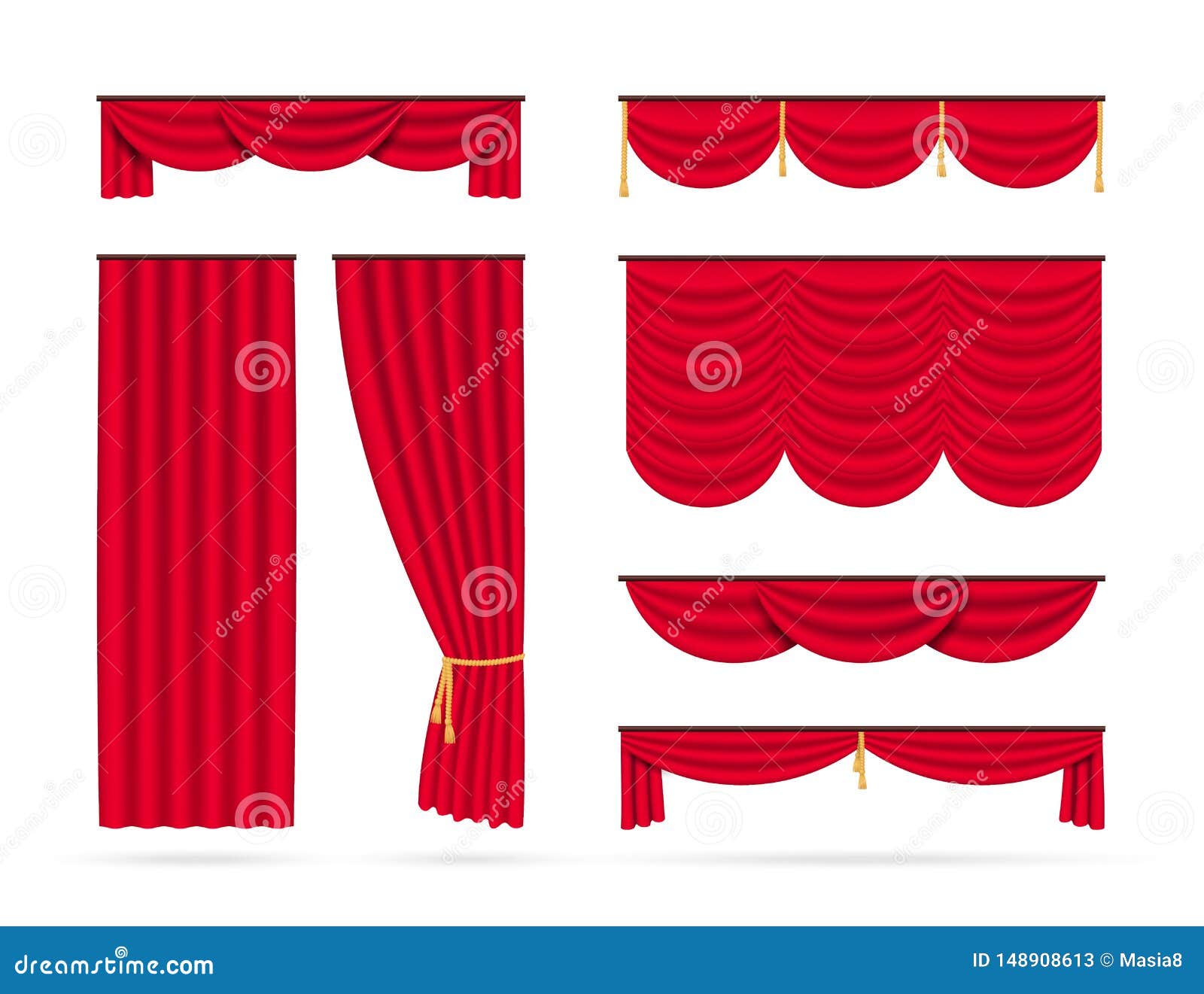 Red Realistic Vector Curtains on White Background. Stock Vector ...