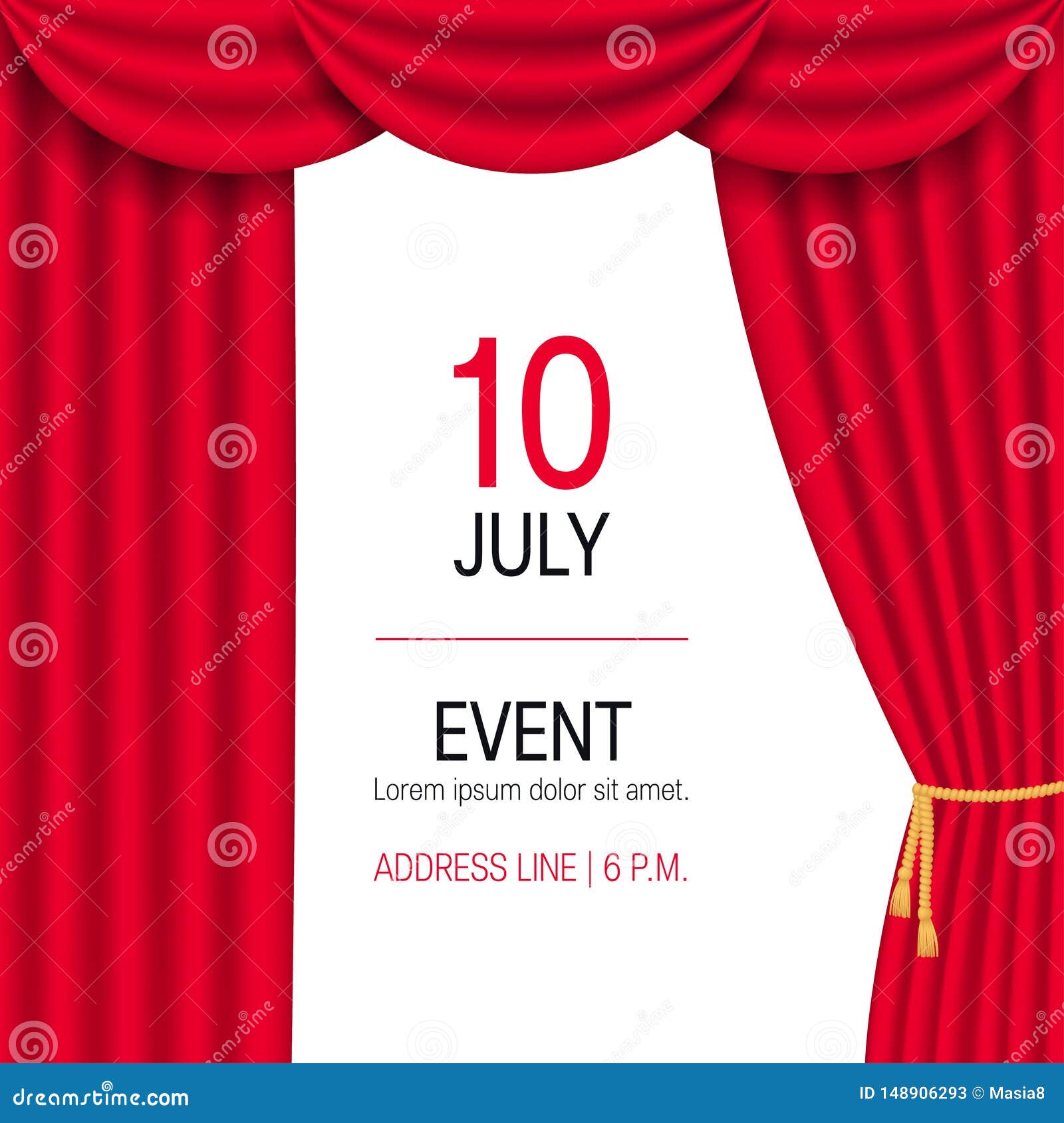 Vector Curtains. Waving Curtain For The Window Decoration On ...