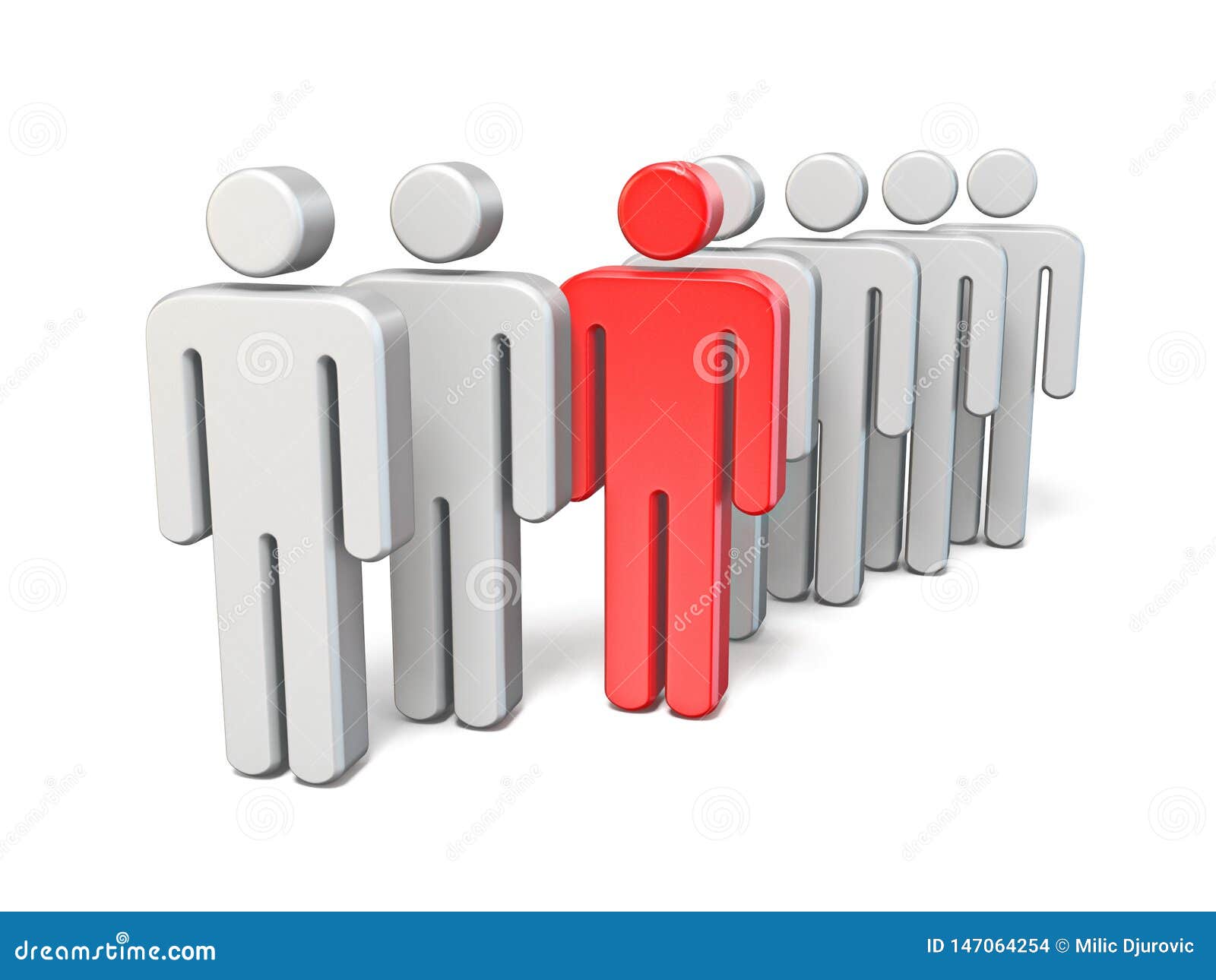Red Rebel Man in Line of Same People 3D Stock Illustration ...