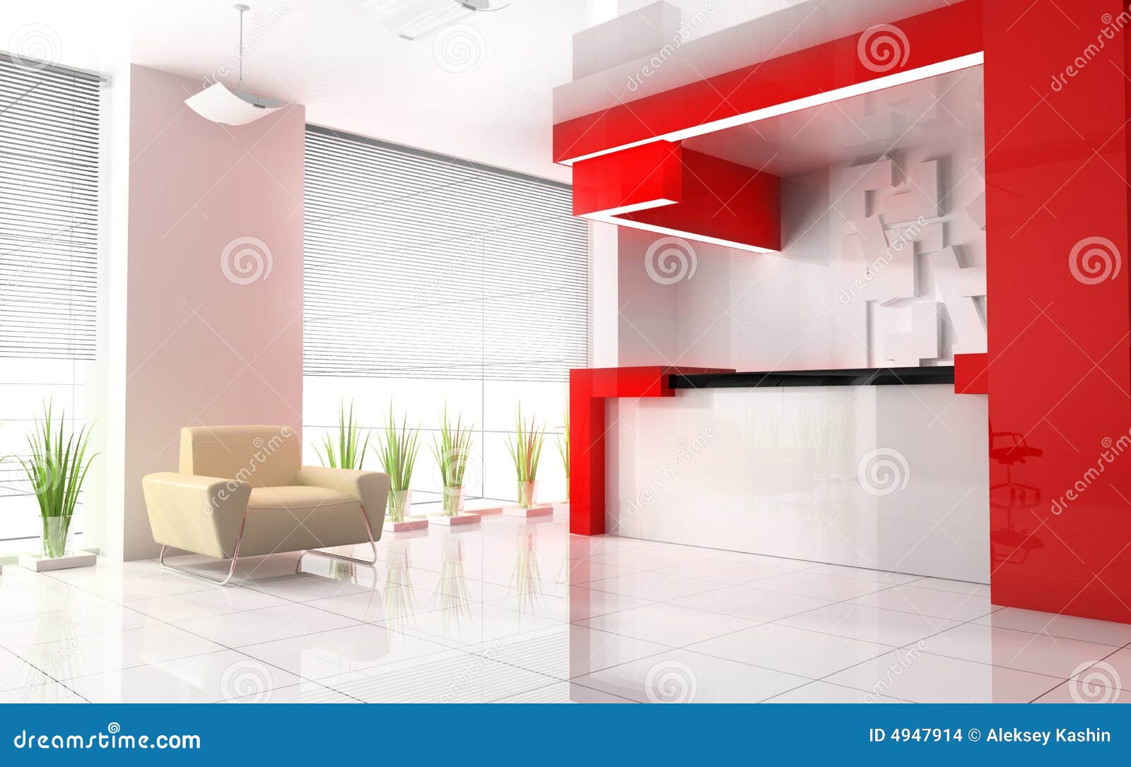 Red Reception in Modern Hotel Stock Illustration - Illustration of ...