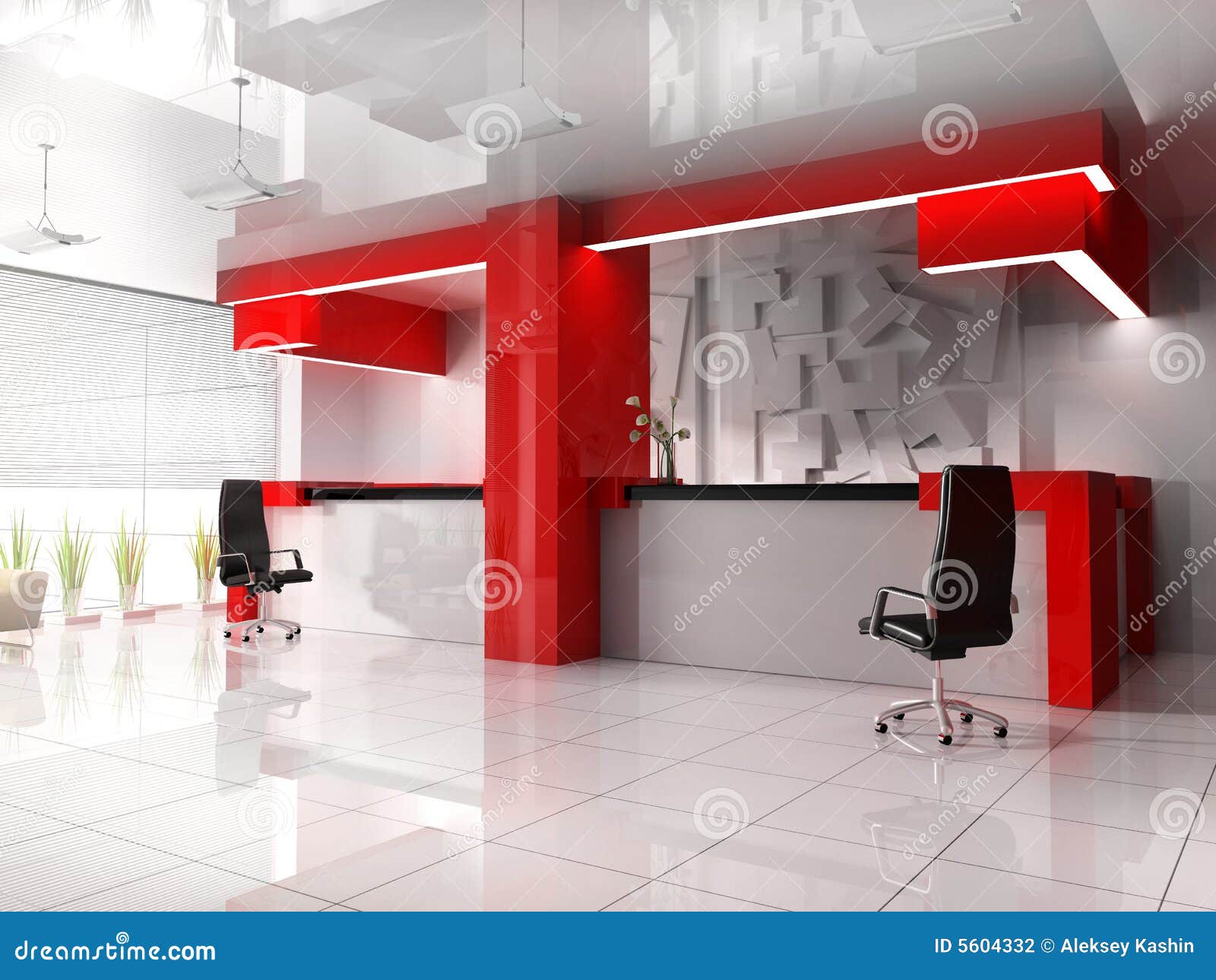 Red Reception in Modern Hotel Stock Photo - Image of structure ...