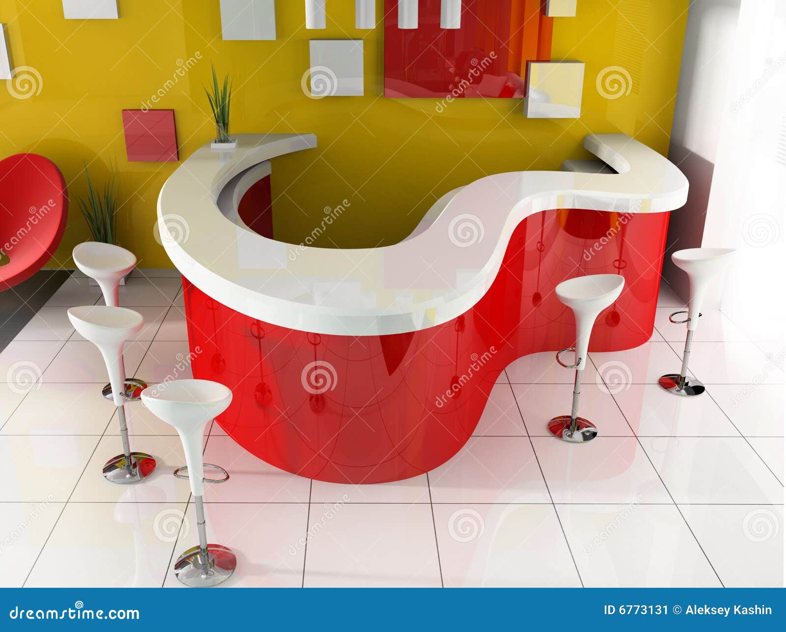 Red Reception in Modern Hotel Stock Illustration - Illustration of heat ...