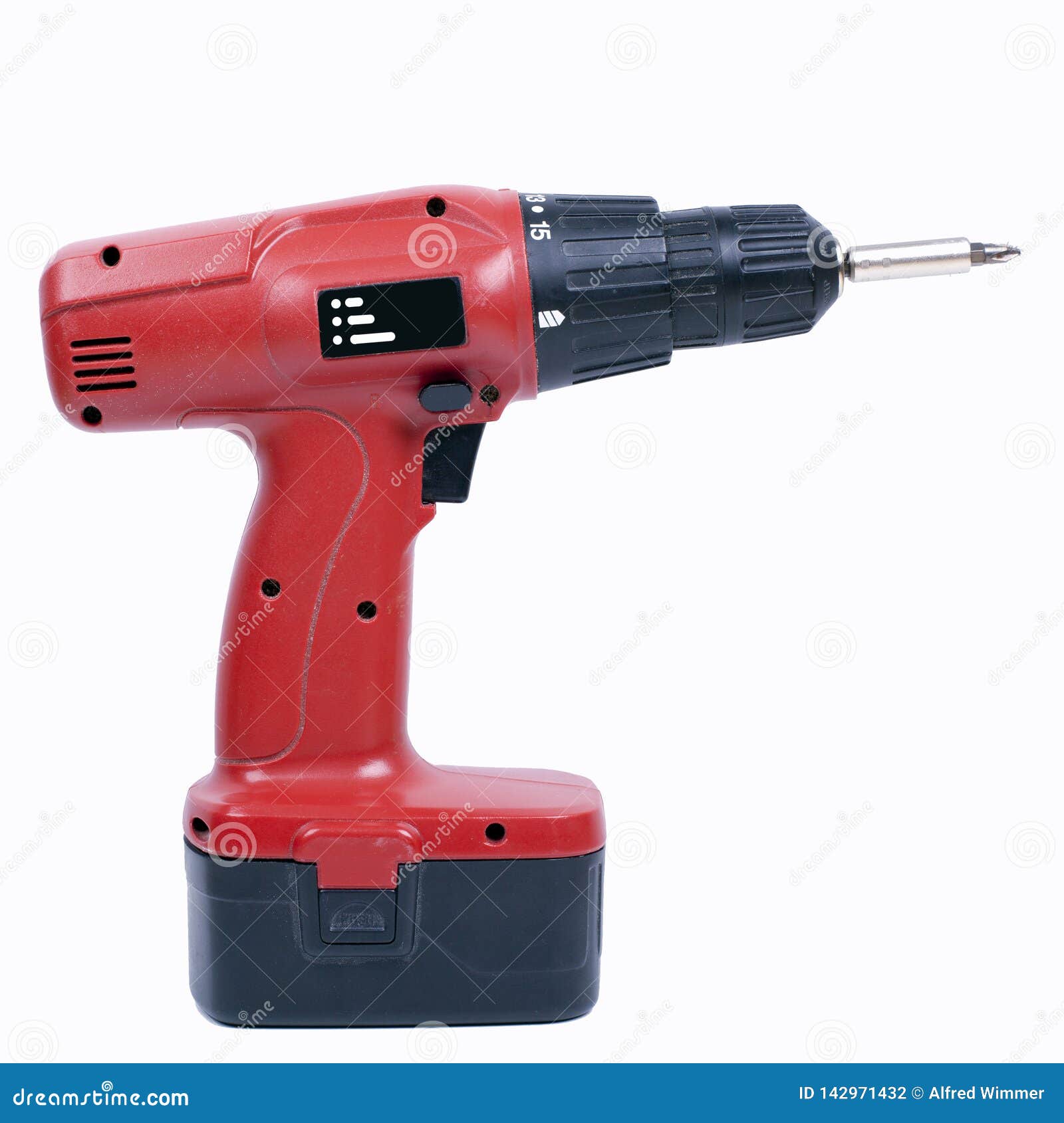 Red Rechargeable Drill Isolated on White Ground Stock Photo - Image of ...