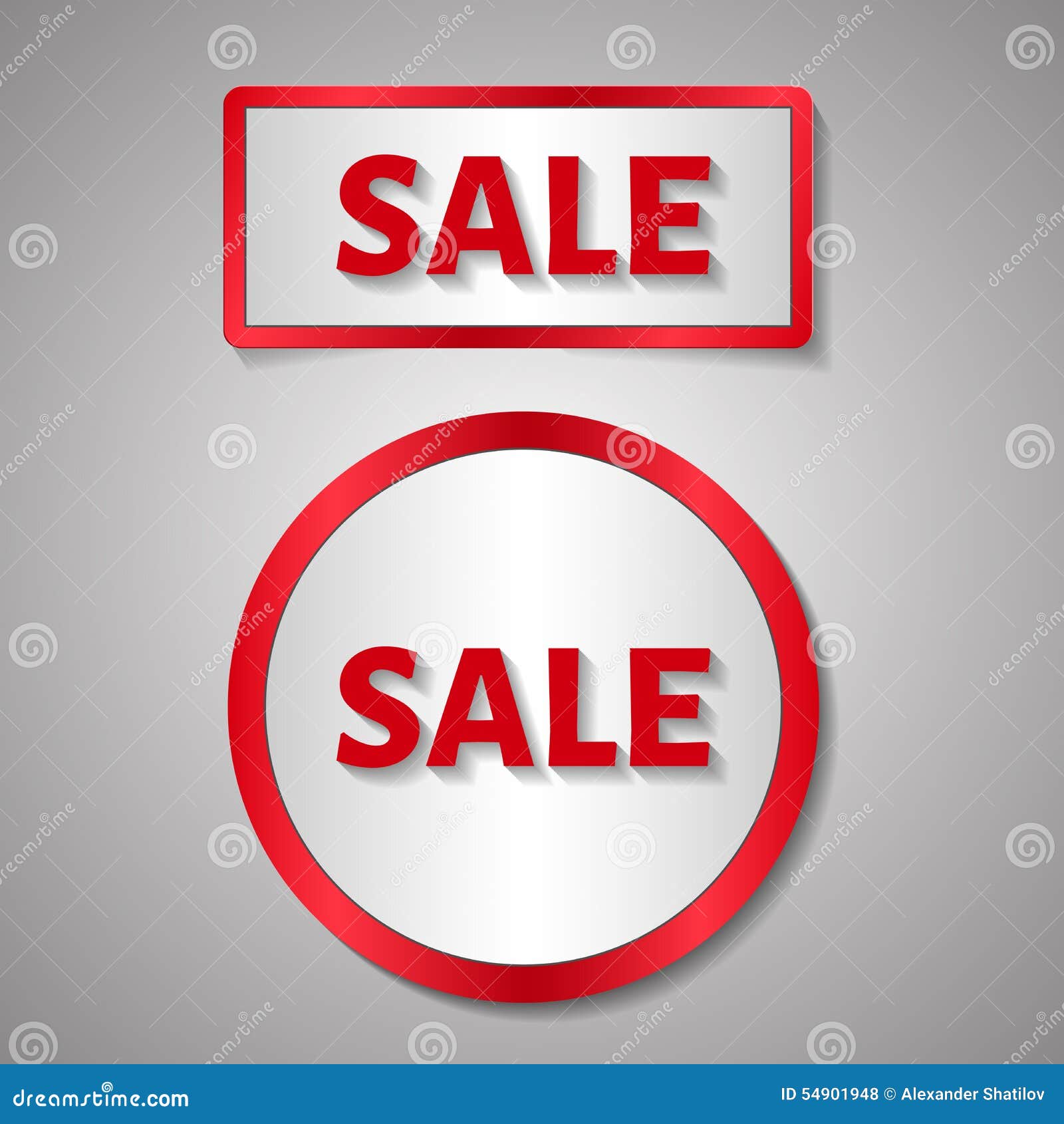 Red Rectangle and Circle Sticker, Text of Sale Stock Vector ...